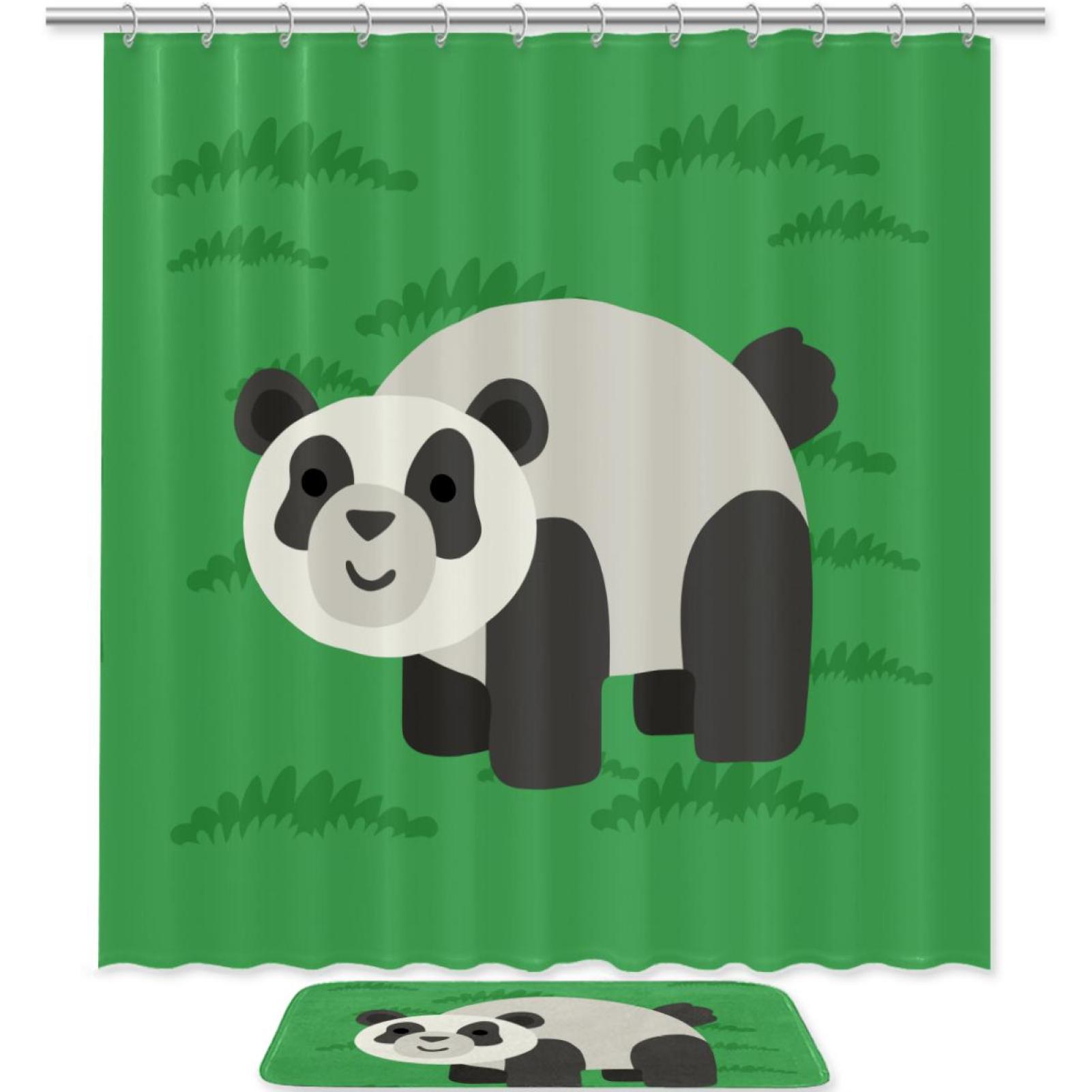 Ownni Green Pandan Pattern Pongee Shower Curtain Set With Polyester