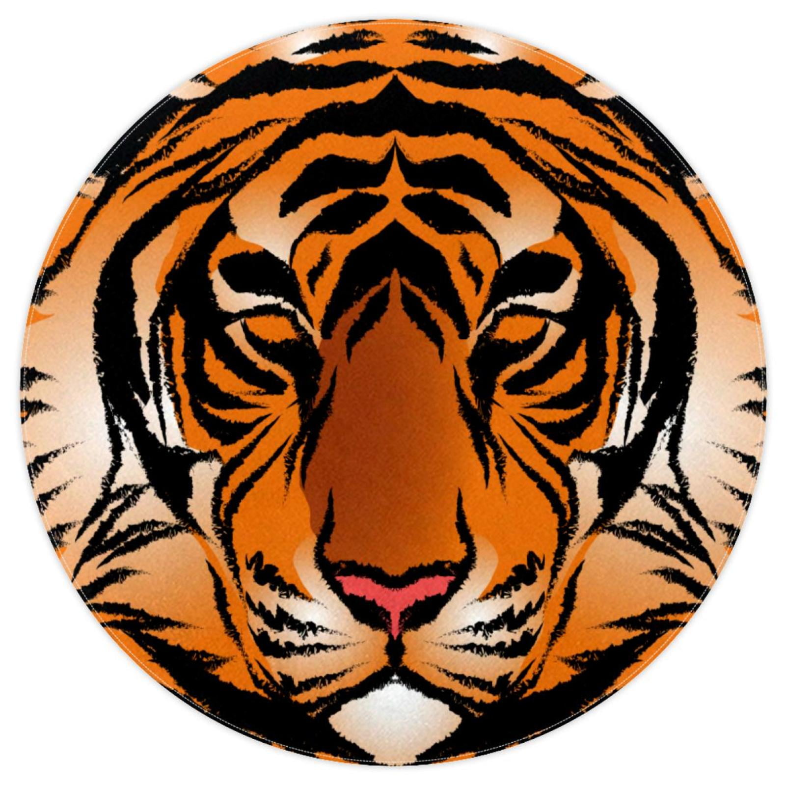 OWNNI Home Decor Bengal Tiger Stripe Pattern Elegant Round Polyester ...