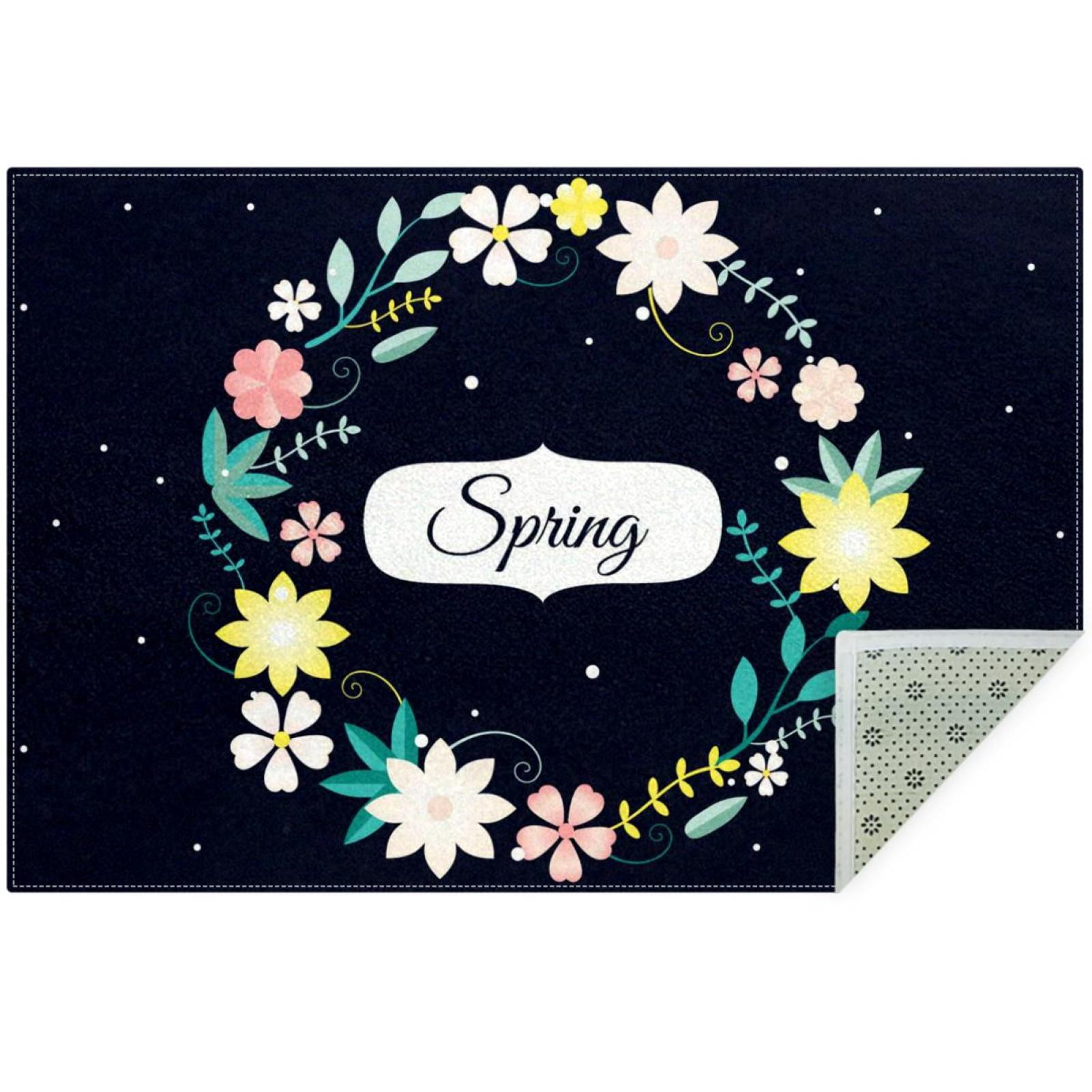 OWNNI Home Decor Flower Pattern Modern Polyester Office Rug - Anti ...