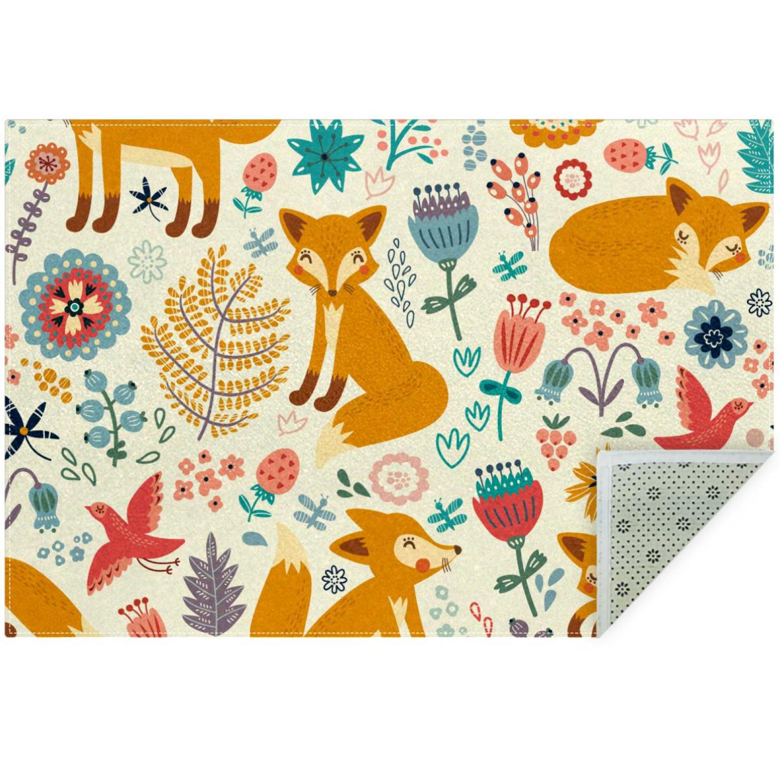 OWNNI Home Decor Foxes Animal Pattern Modern Polyester Office Rug ...