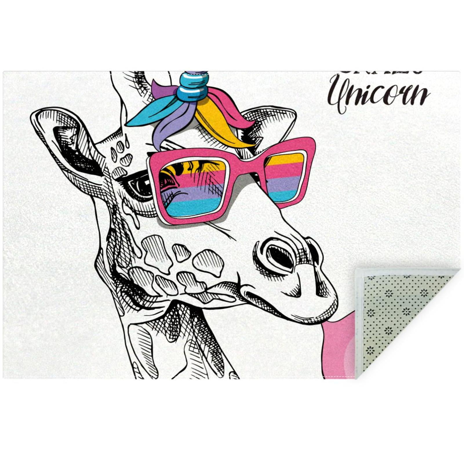 OWNNI Home Decor Funny Giraffe Balloon Crazy Unicorn Pattern Modern ...