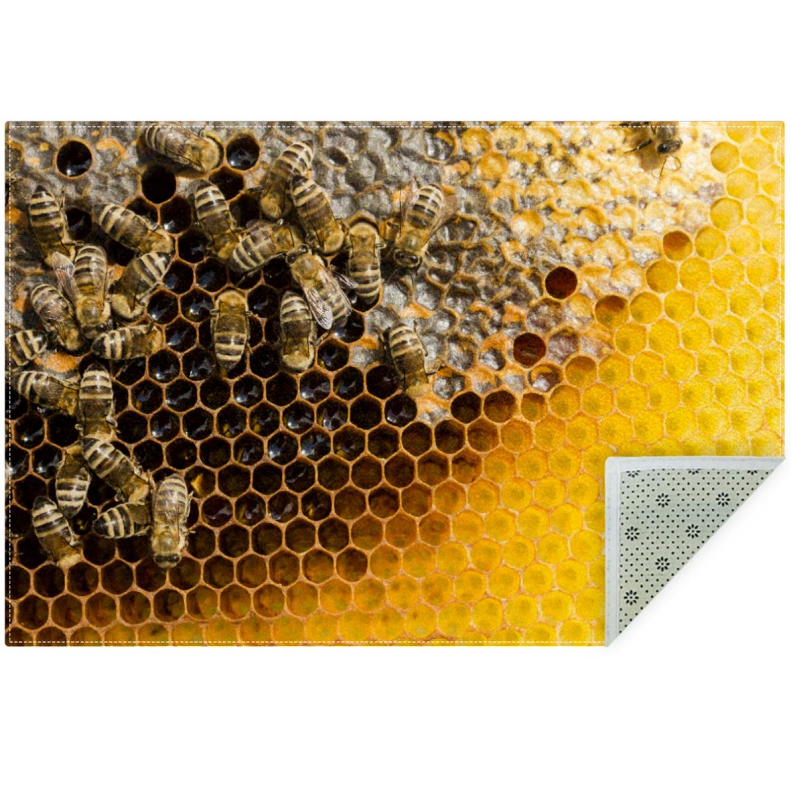 OWNNI Home Decor Honeycomb with Bees Yellow Pattern Modern Polyester ...