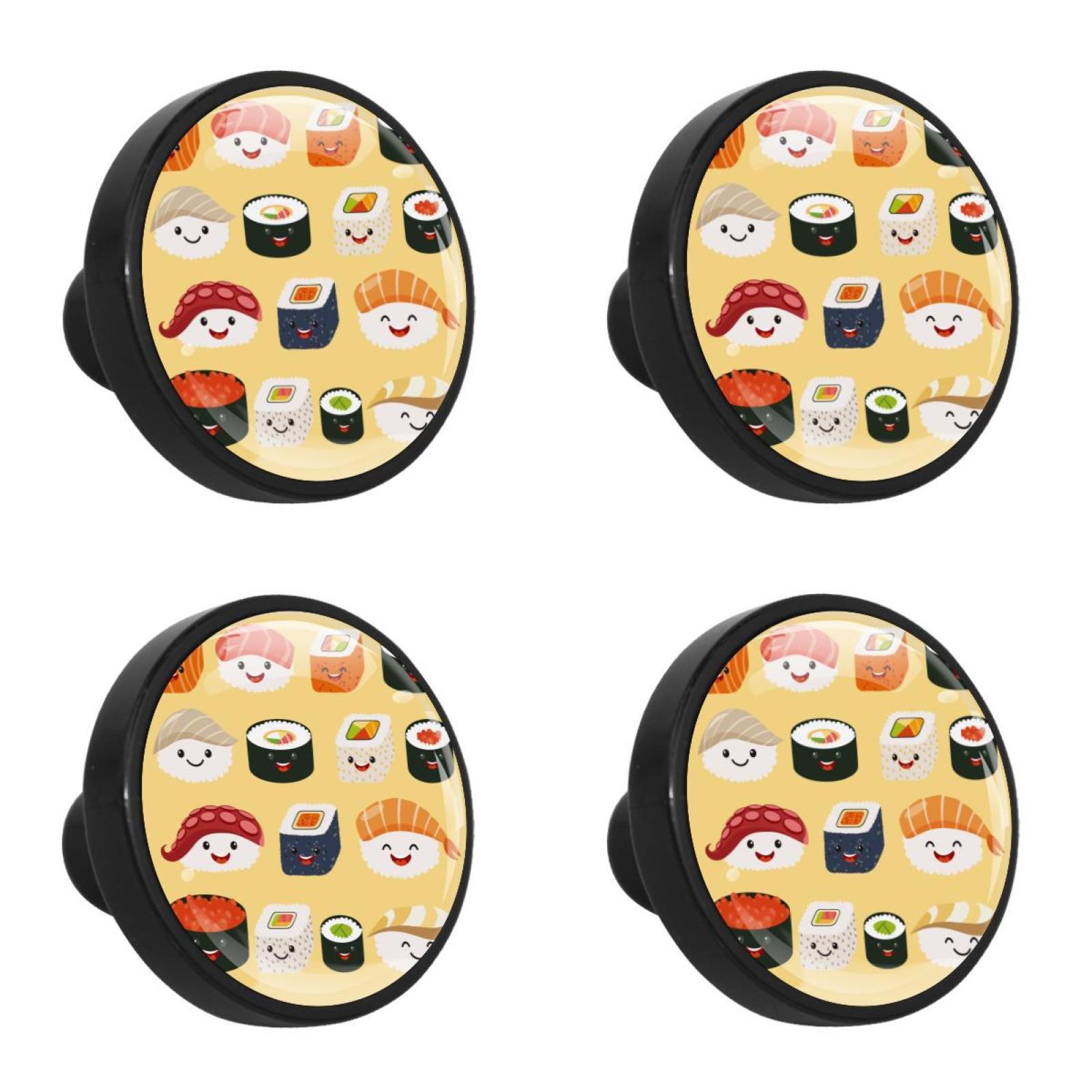 OWNNI Home Decor Japan Sushi Yellow Pattern Round Drawer Pulls with ...