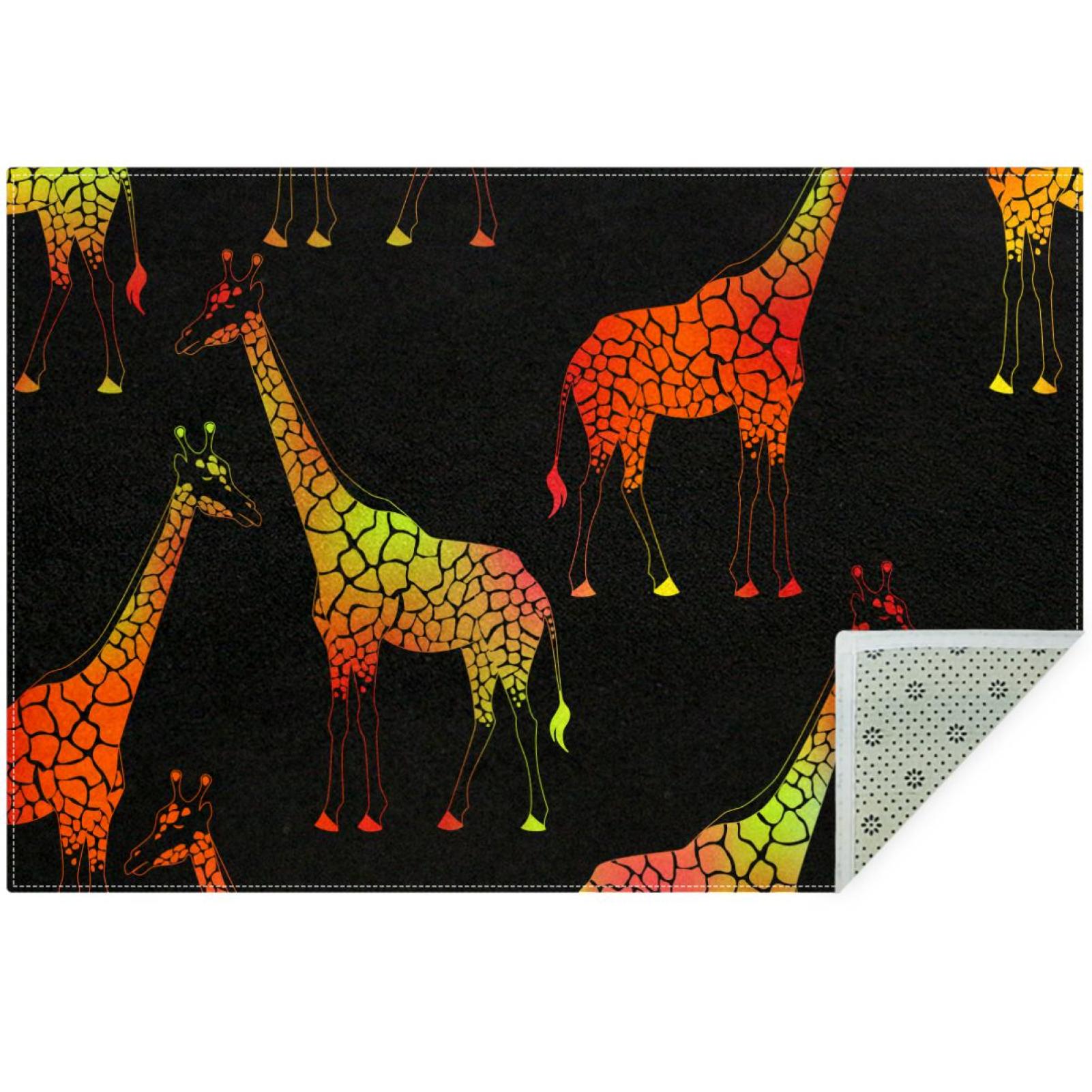OWNNI Home Decor Orange Yellow Giraffes Pattern Black Pattern Modern ...