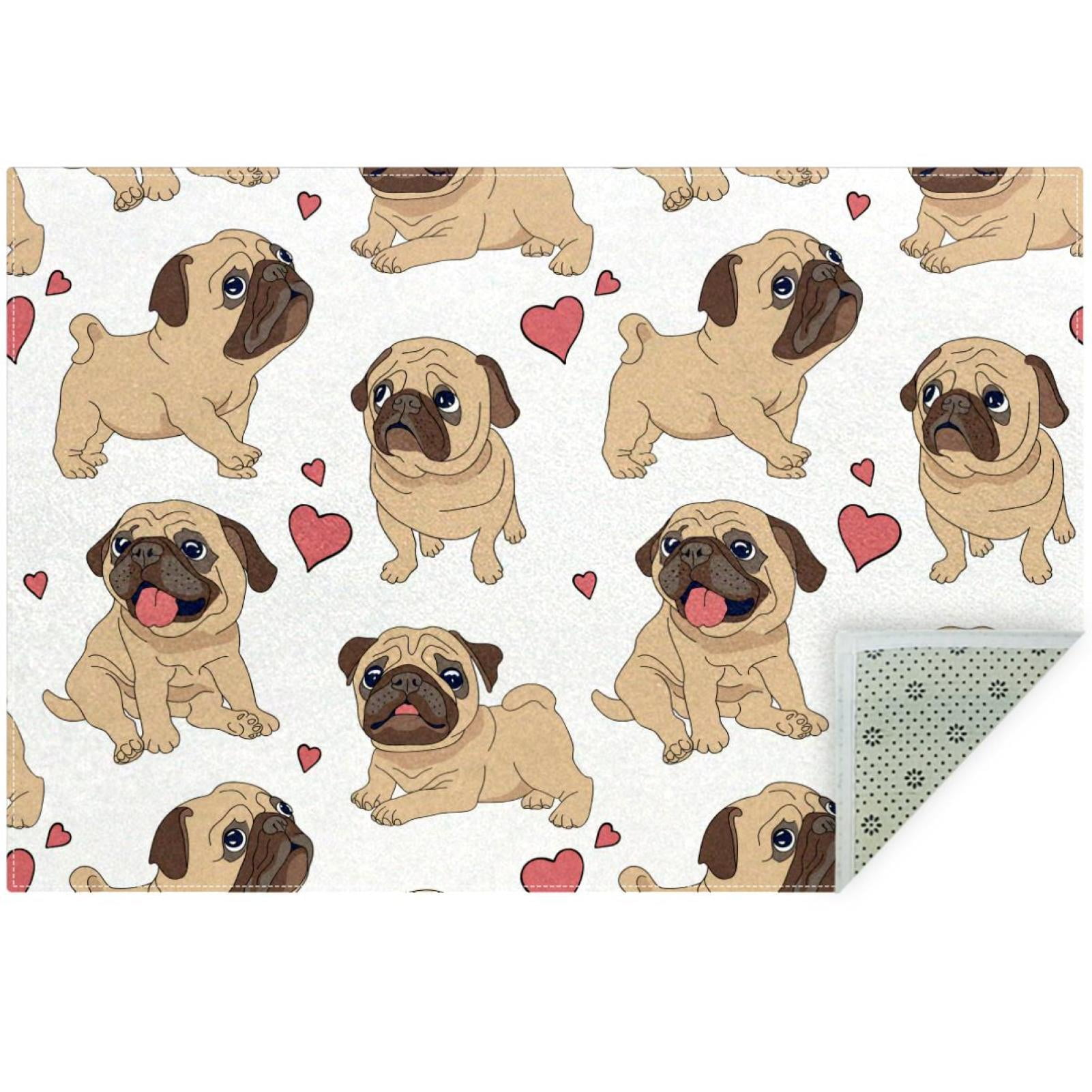 OWNNI Home Decor Pugs Puppies Dog Pattern Modern Polyester Office Rug ...