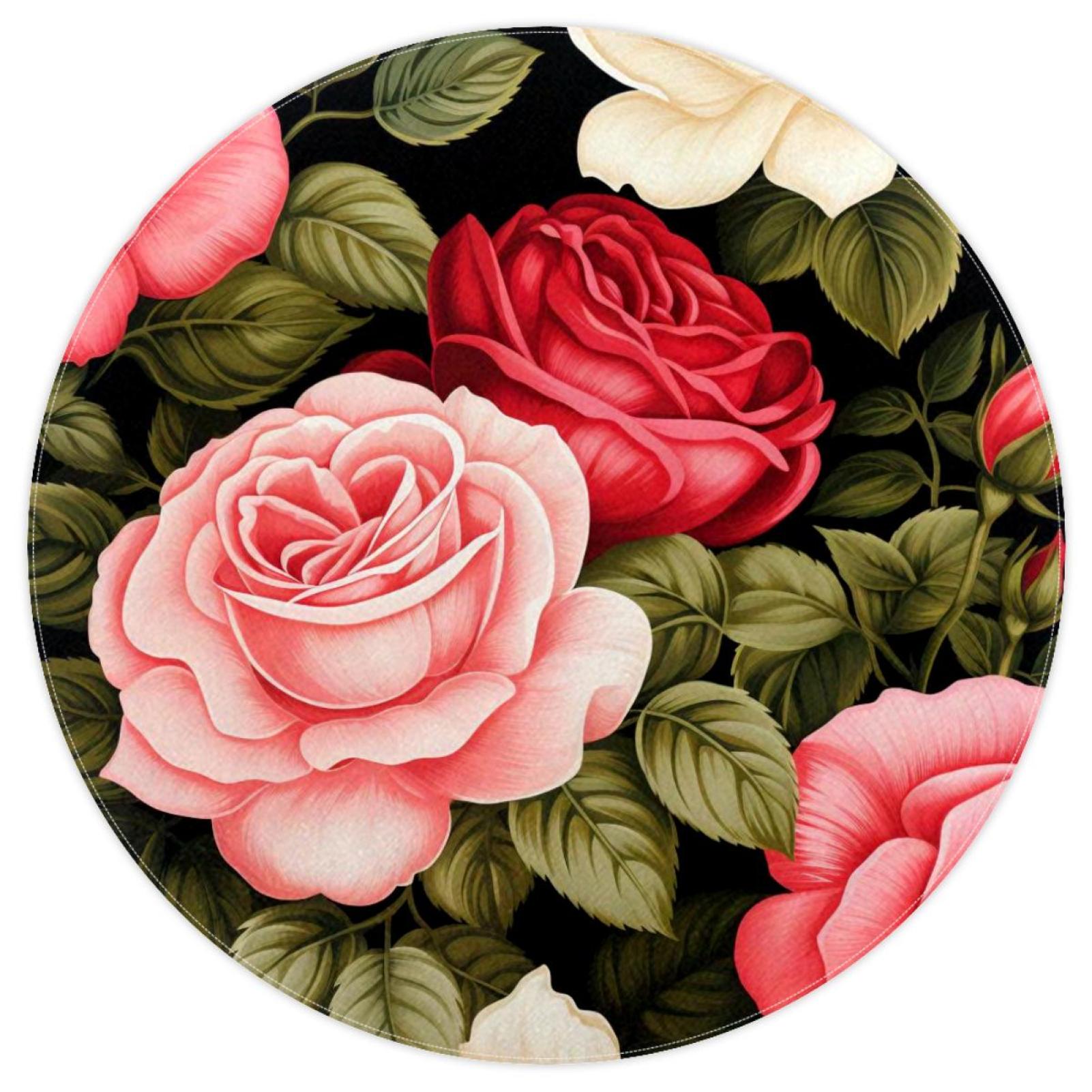 GODPOK Green Bouquet Pink Flower Floral Pattern with of Red Roses on ...