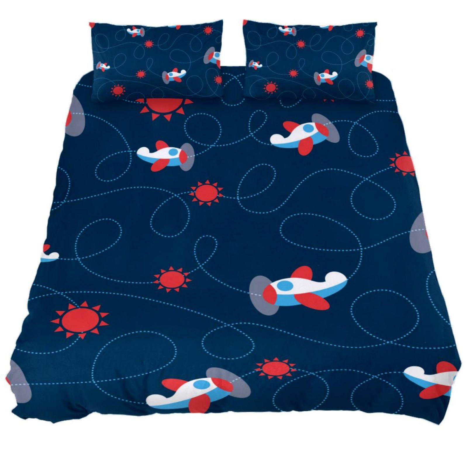 OWNNI Outer Space Airplane Pattern Pattern Washed Tencel Bedroom 3 ...