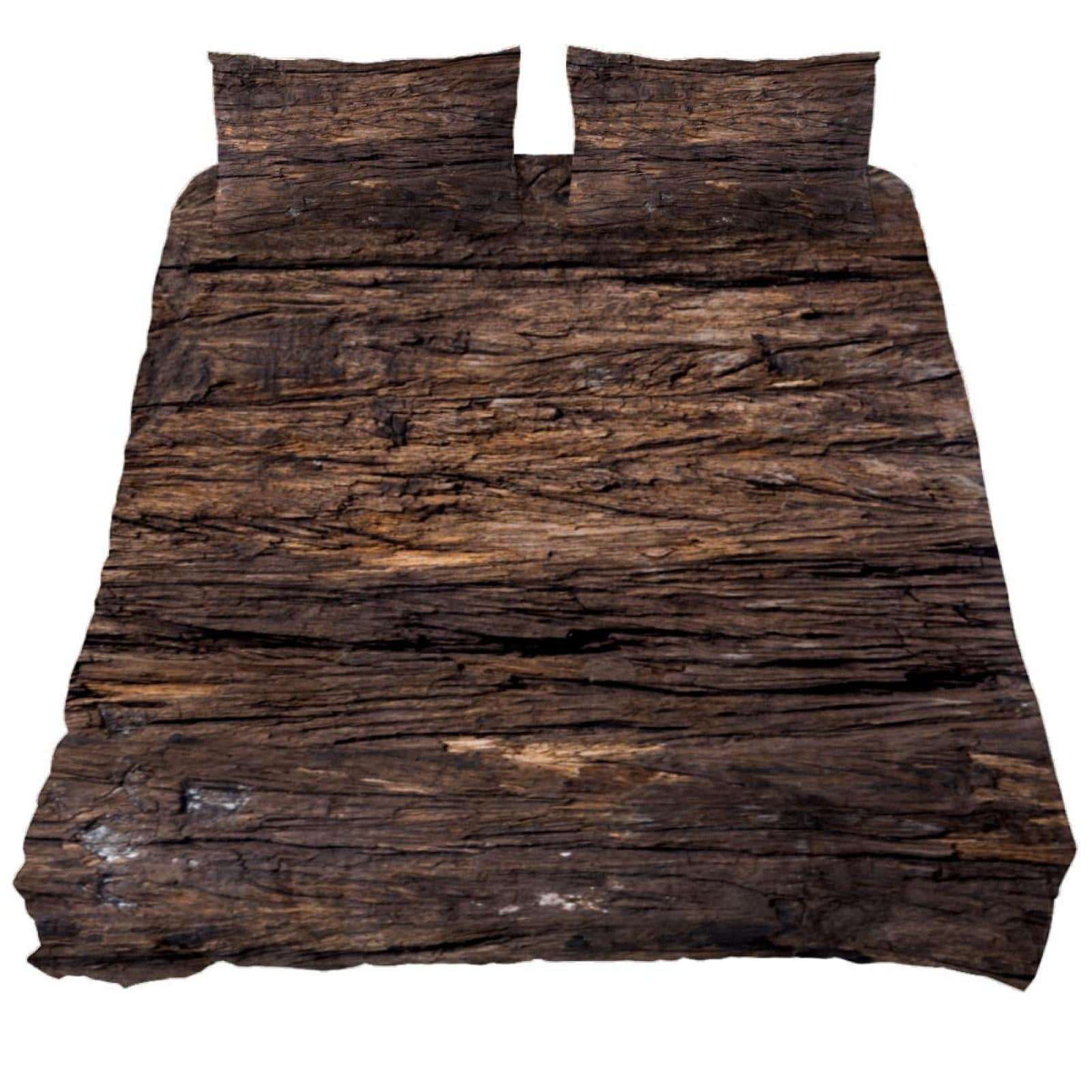 OWNNI Retro Dark Brown Wood Surface Texture Pattern Washed Tencel ...