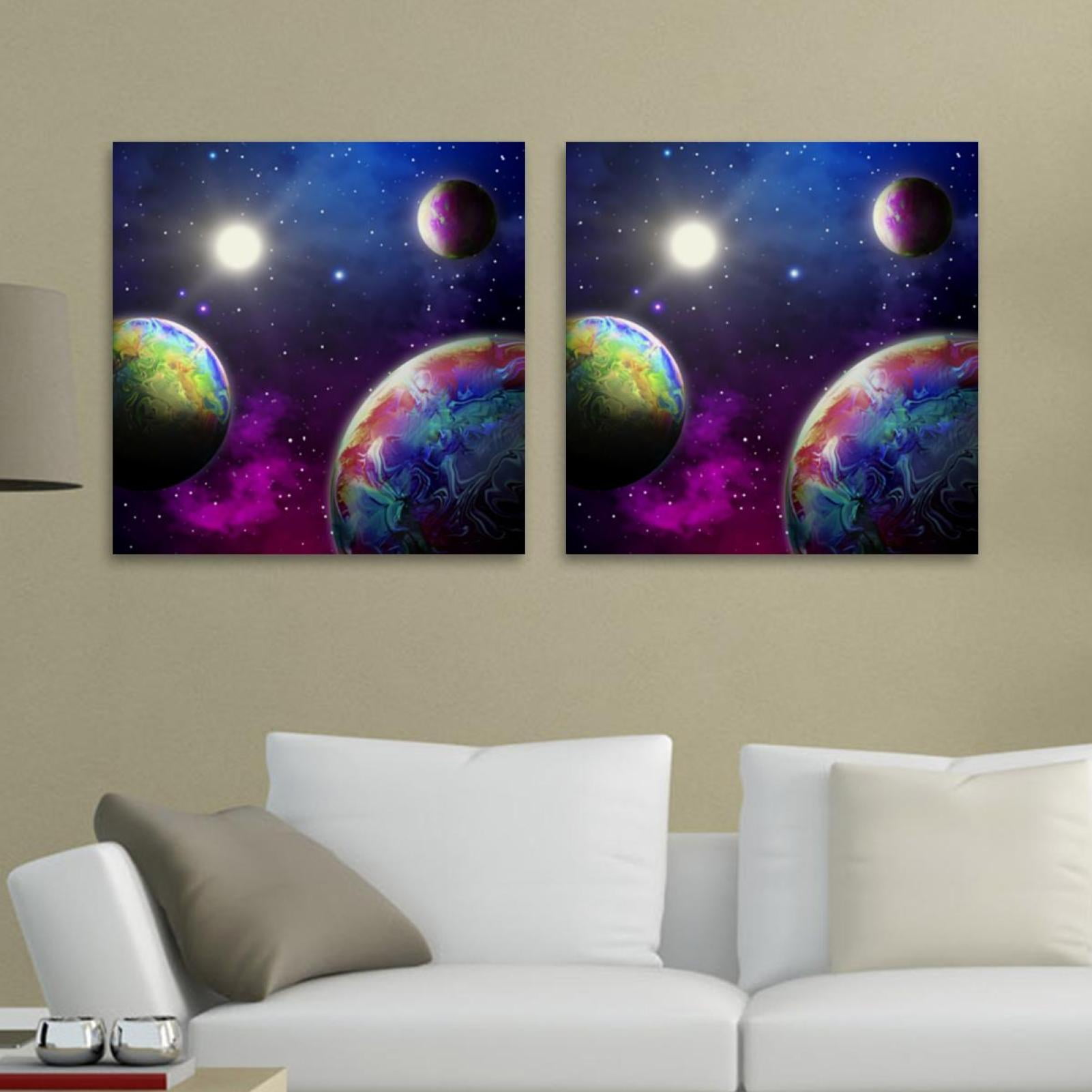 OWNSERIES Abstract Background with Planets Space Pattern 2PC Canvas ...