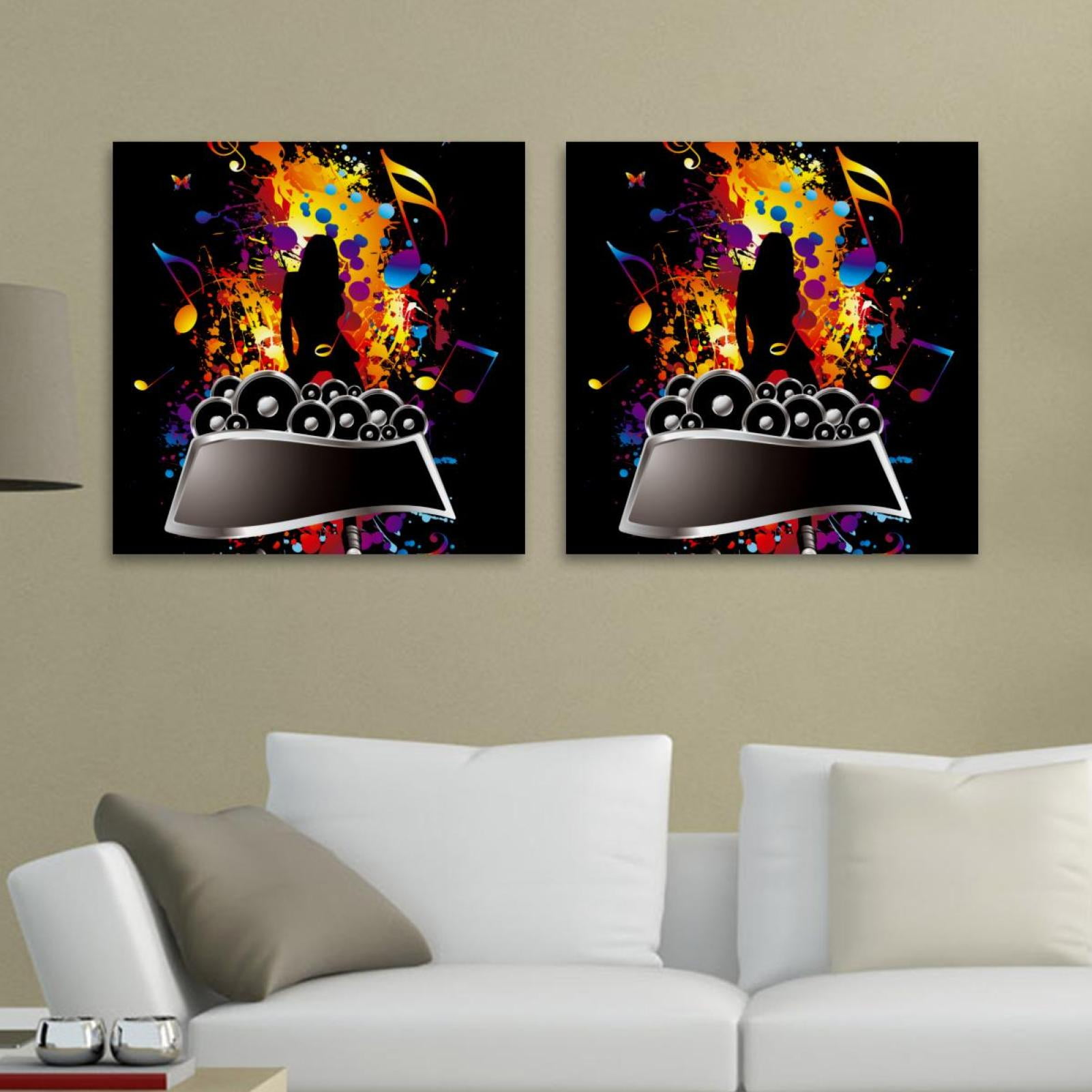 OWNSERIES Abstract Party Dancing Girl Music Pattern 2PC Canvas Wall Art ...