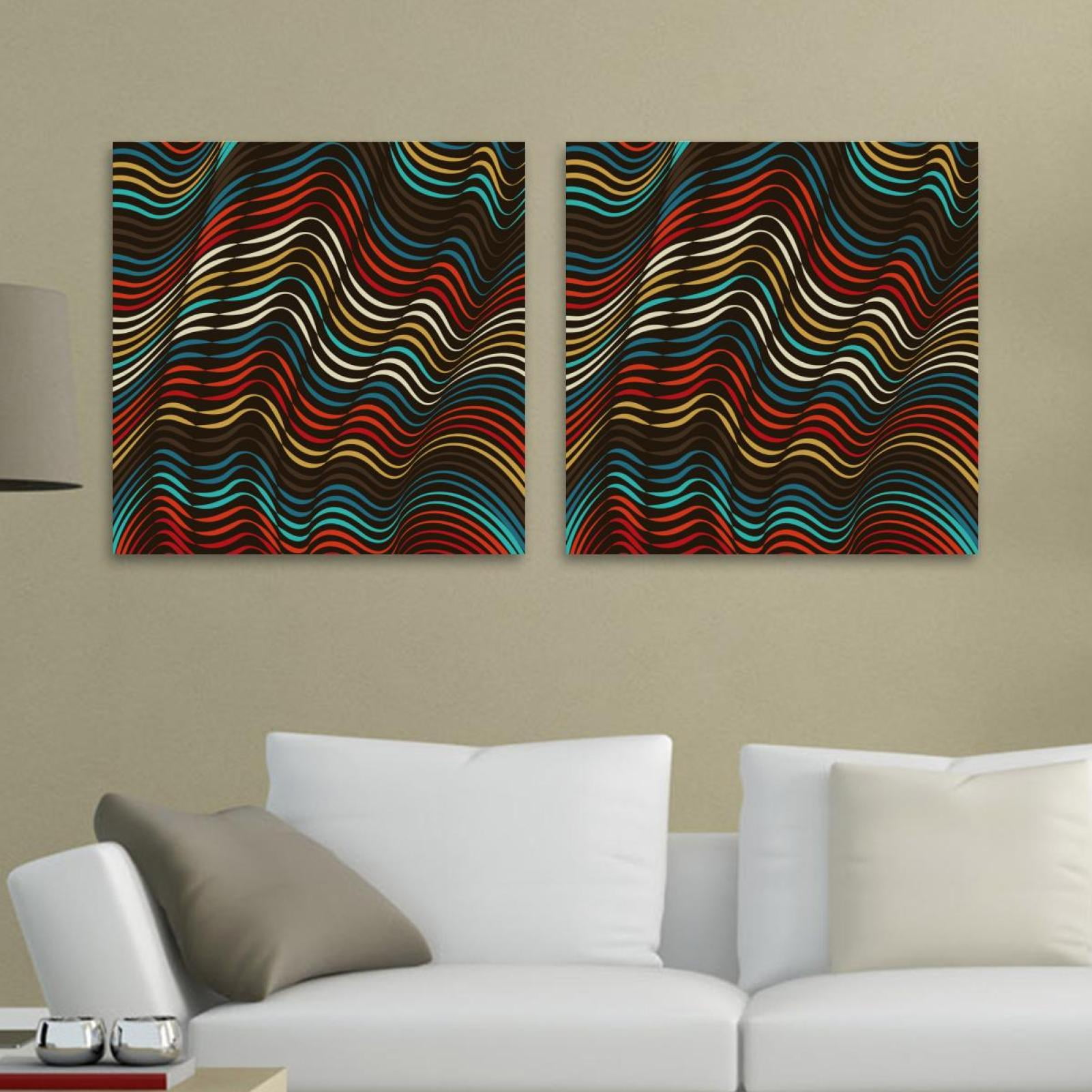 OWNSERIES Abstract Warped Lines Background Pattern 2PC Canvas Wall Art ...