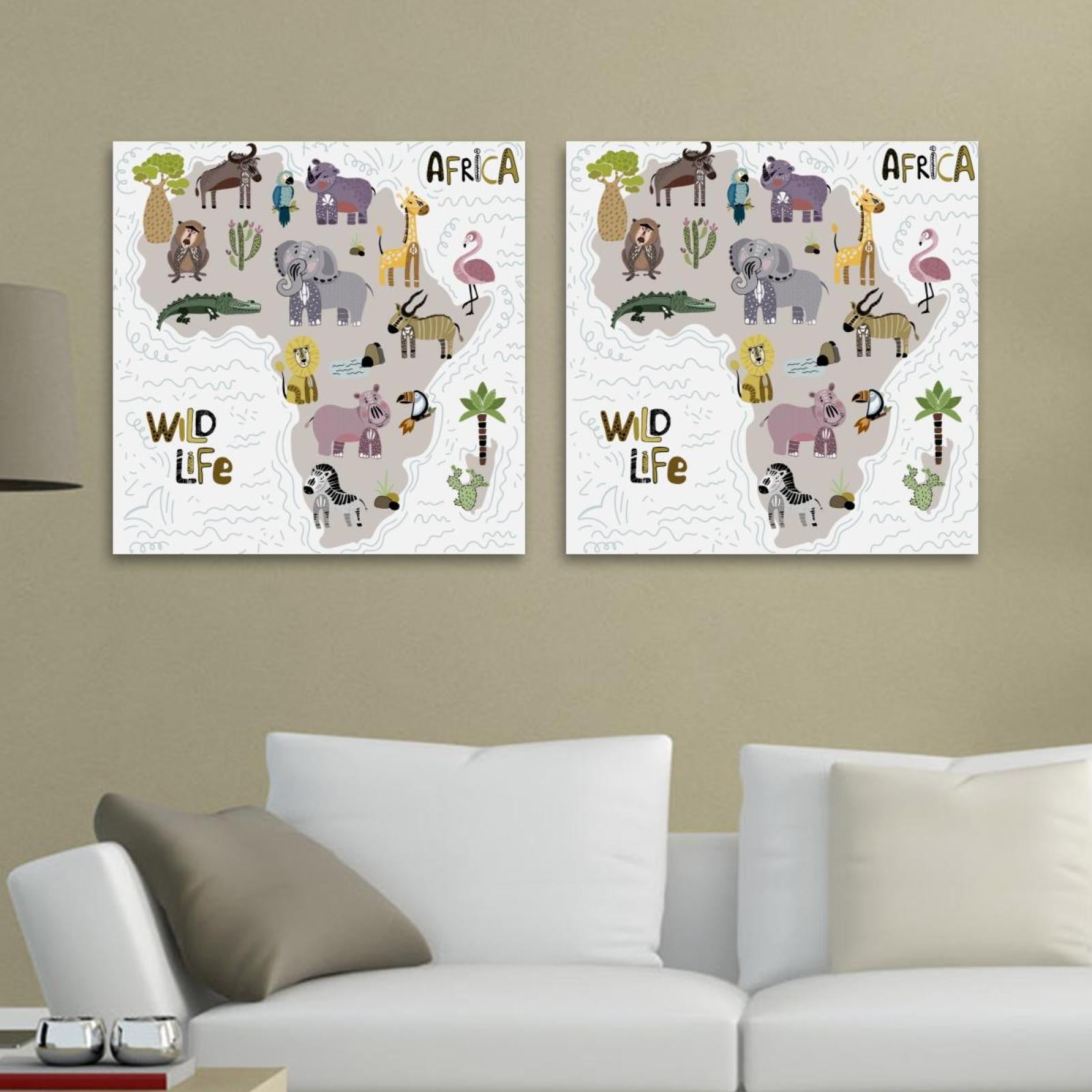 OWNSERIES African Wild Life Pattern 2PC Canvas Wall Art Paintings for ...