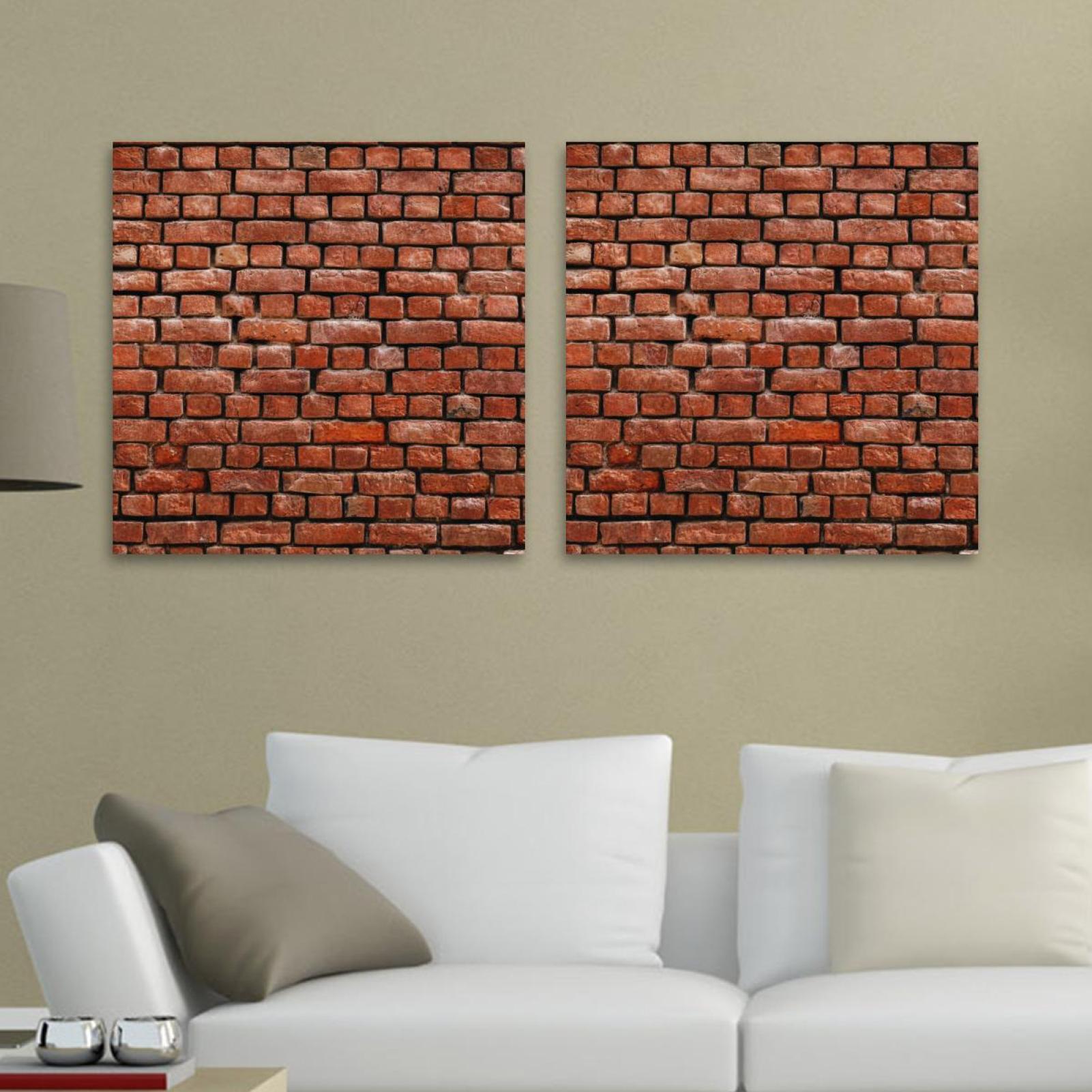 OWNSERIES Aged Blocks Bricks Pattern 2PC Canvas Wall Art Paintings for ...