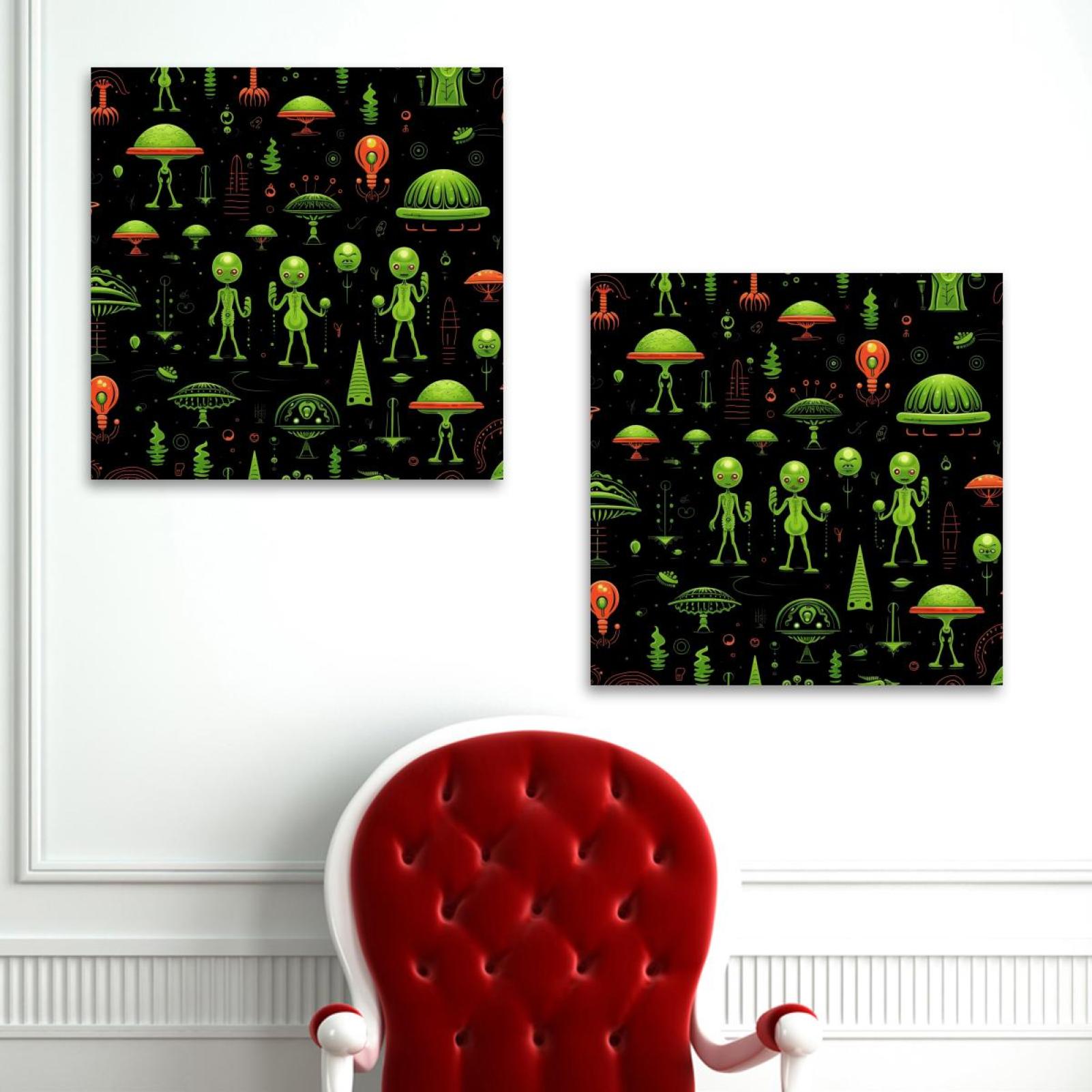 OWNSERIES Alien Pattern 2PC Canvas Wall Art Paintings for Living Room ...