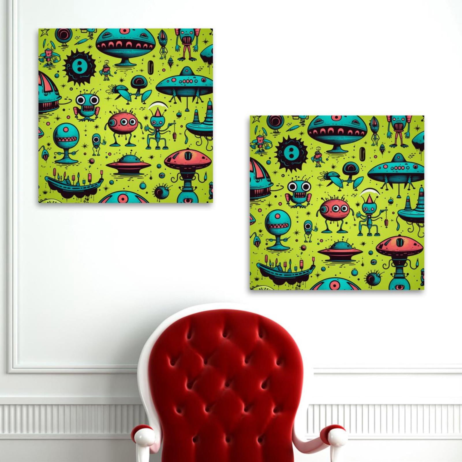 OWNSERIES Alien Pattern 2PC Canvas Wall Art Paintings for Living Room ...