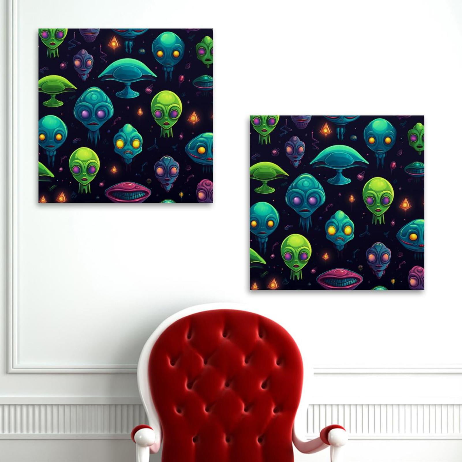 OWNSERIES Alien Pattern 2PC Canvas Wall Art Paintings for Living Room ...