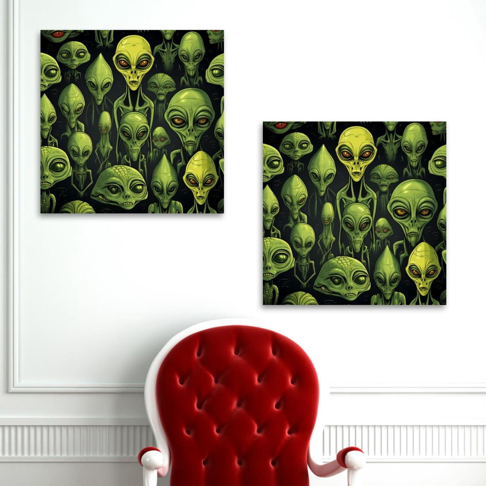 OWNSERIES Alien Pattern 2PC Canvas Wall Art Paintings for Living Room ...