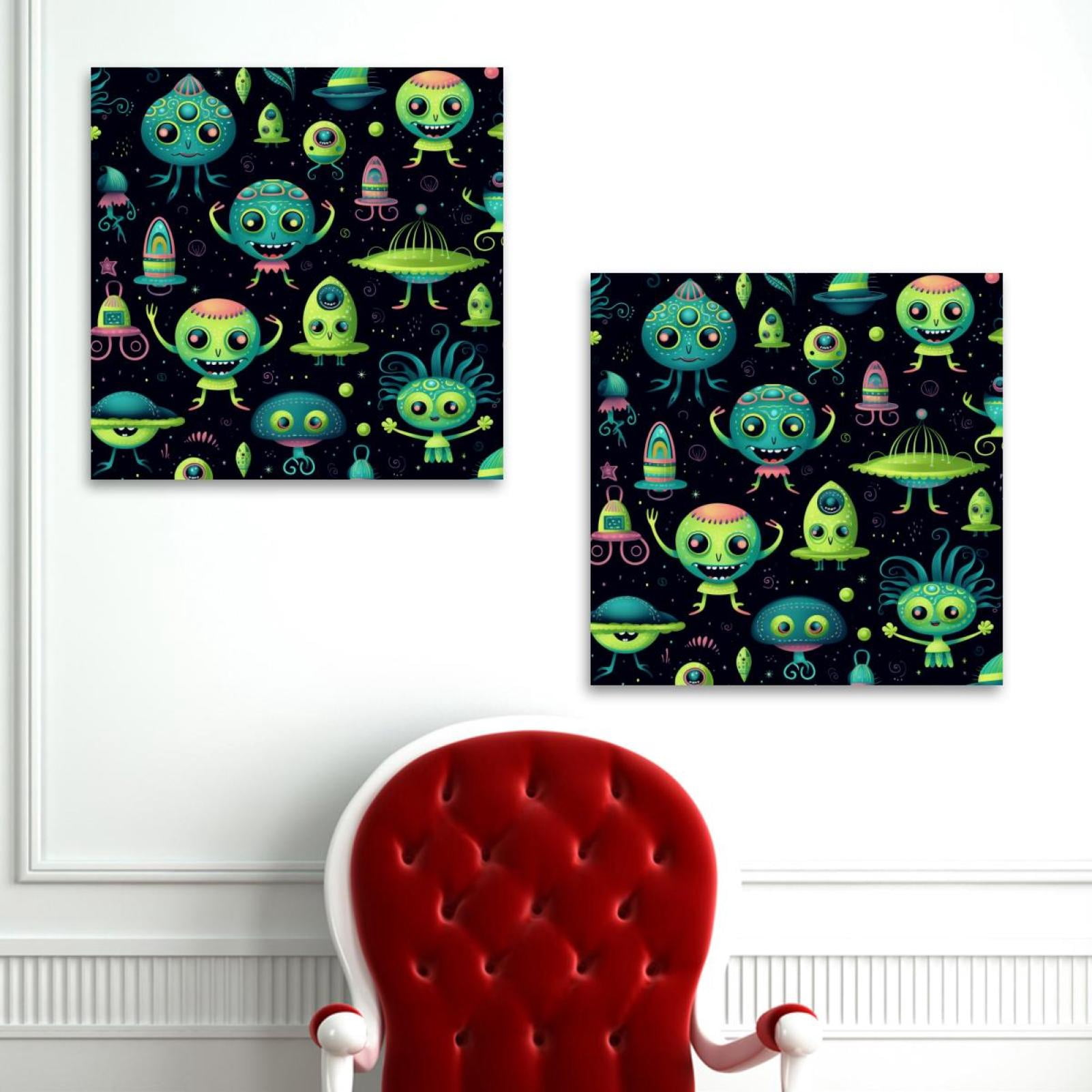 OWNSERIES Alien Pattern 2PC Canvas Wall Art Paintings for Living Room ...