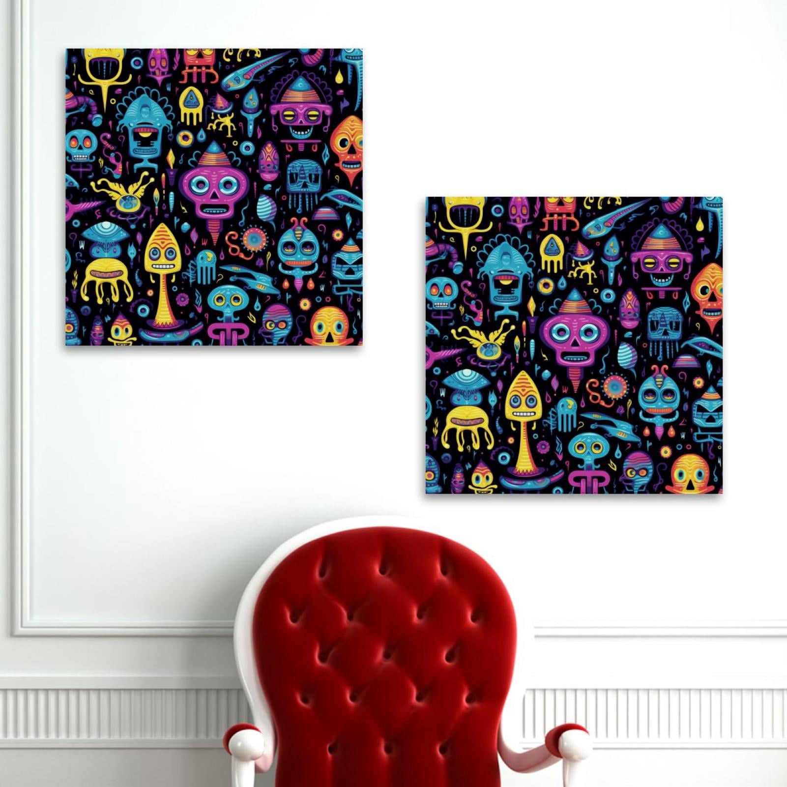OWNSERIES Alien Pattern 2PC Canvas Wall Art Paintings for Living Room ...