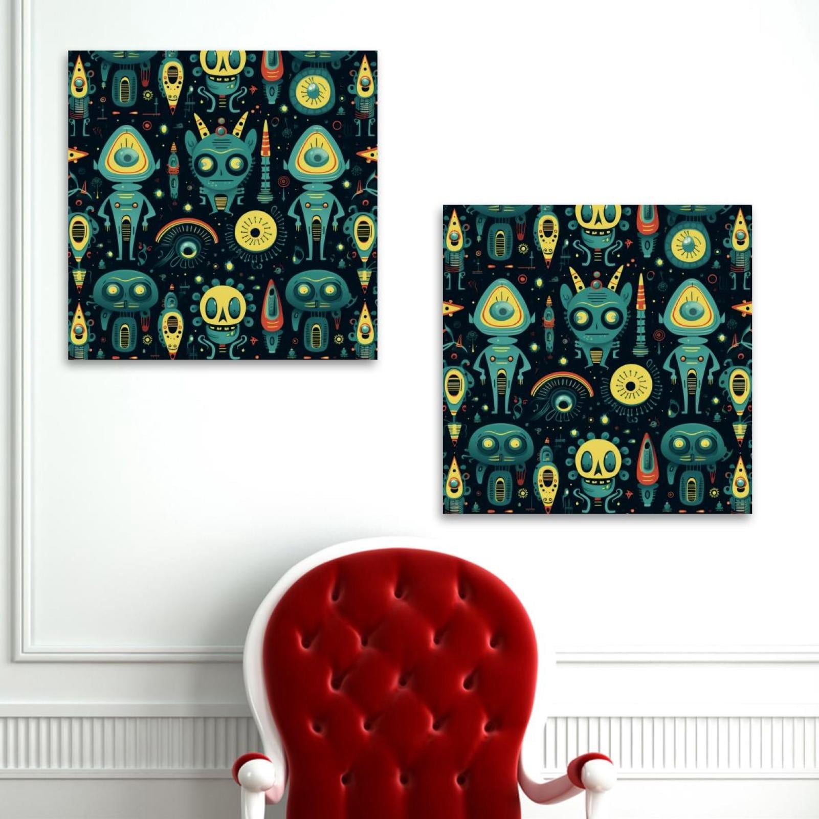 OWNSERIES Alien Pattern 2PC Canvas Wall Art Paintings for Living Room ...