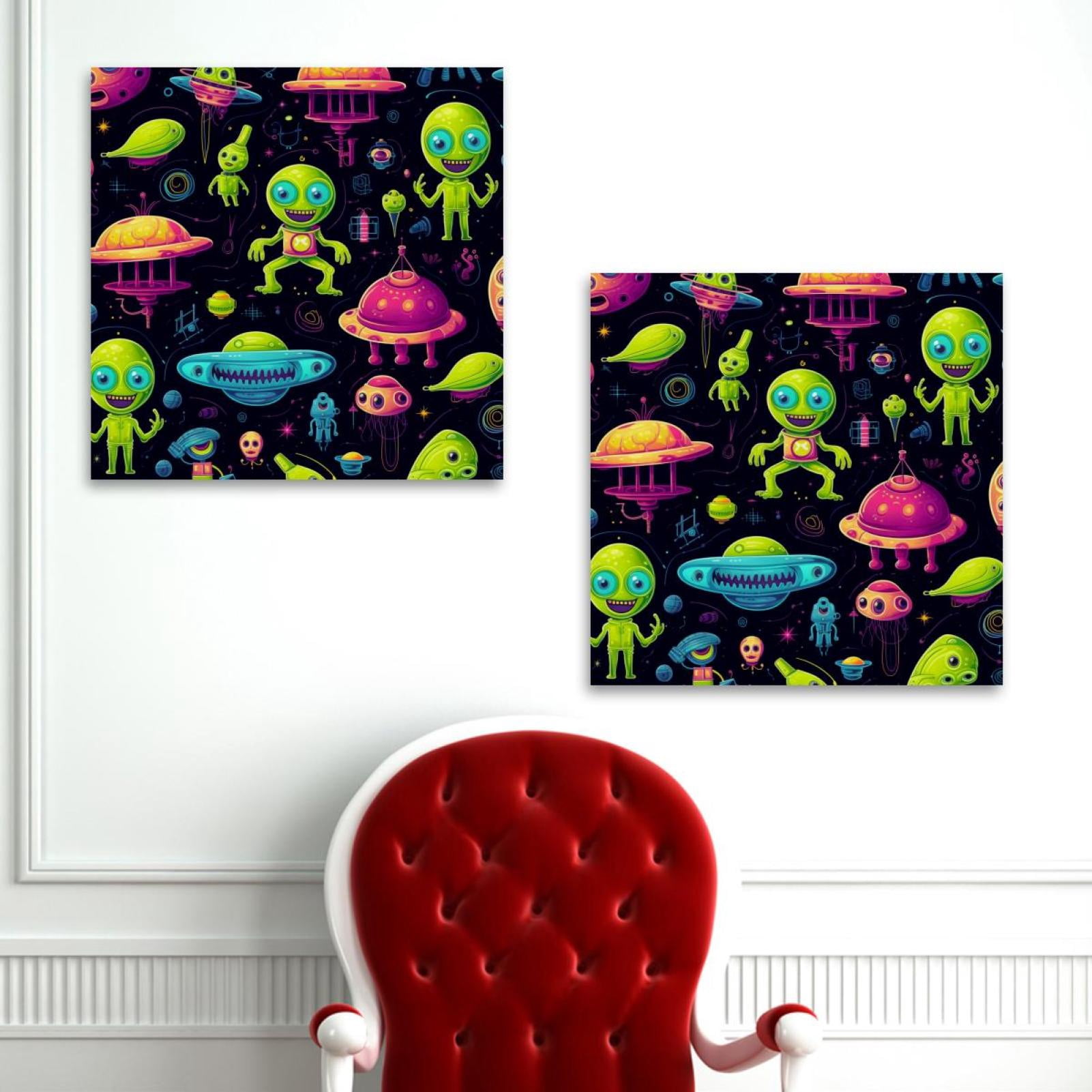 OWNSERIES Alien Pattern 2PC Canvas Wall Art Paintings for Living Room ...
