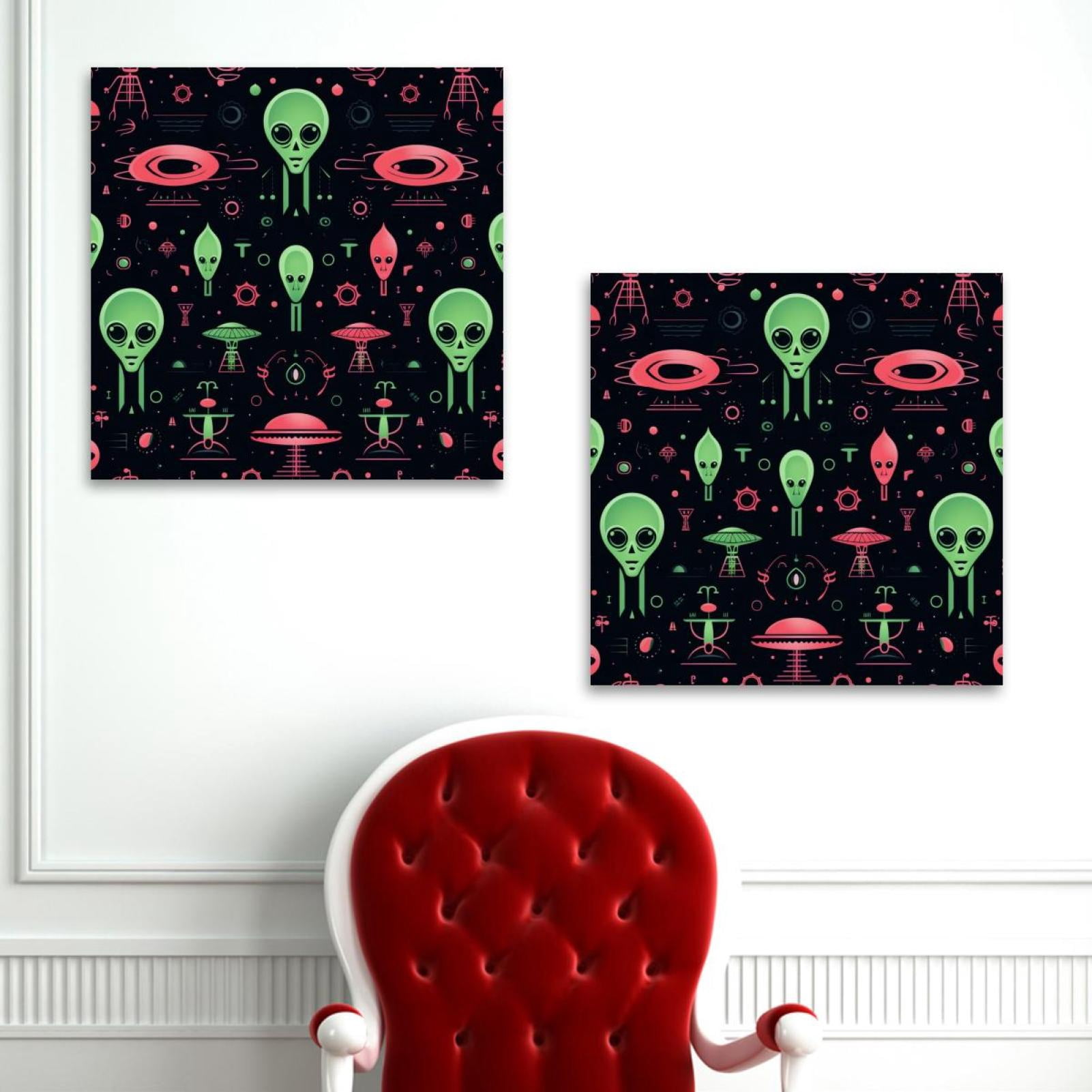 OWNSERIES Alien Pattern 2PC Canvas Wall Art Paintings for Living Room ...