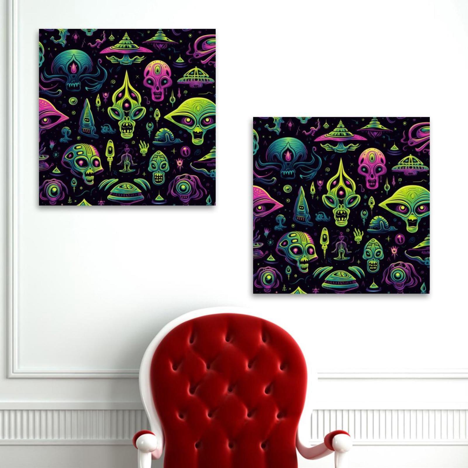 OWNSERIES Alien Pattern 2PC Canvas Wall Art Paintings for Living Room ...