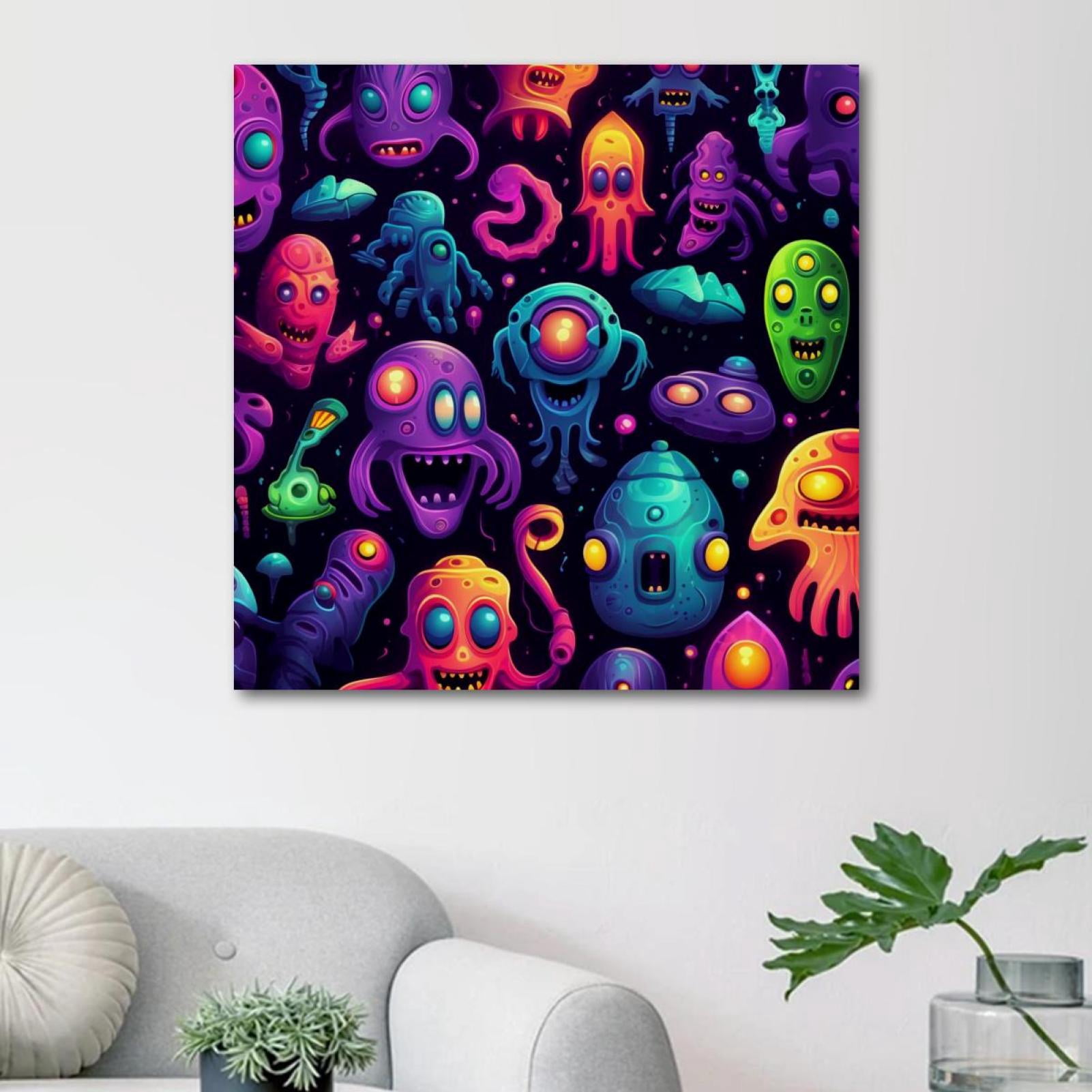 OWNSERIES Alien Pattern Canvas Wall Art Paintings for Living Room ...