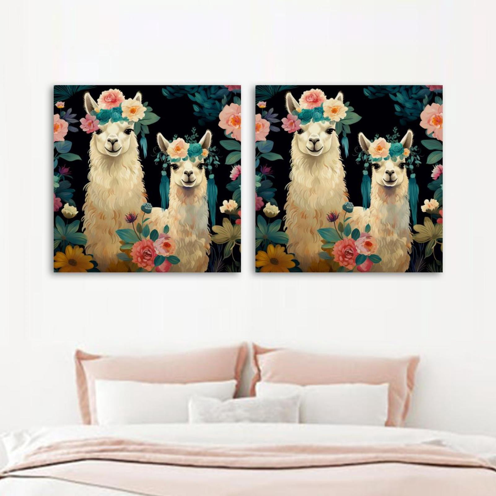 OWNSERIES Alpaca Pattern 2PC Canvas Wall Art Paintings for Living Room ...