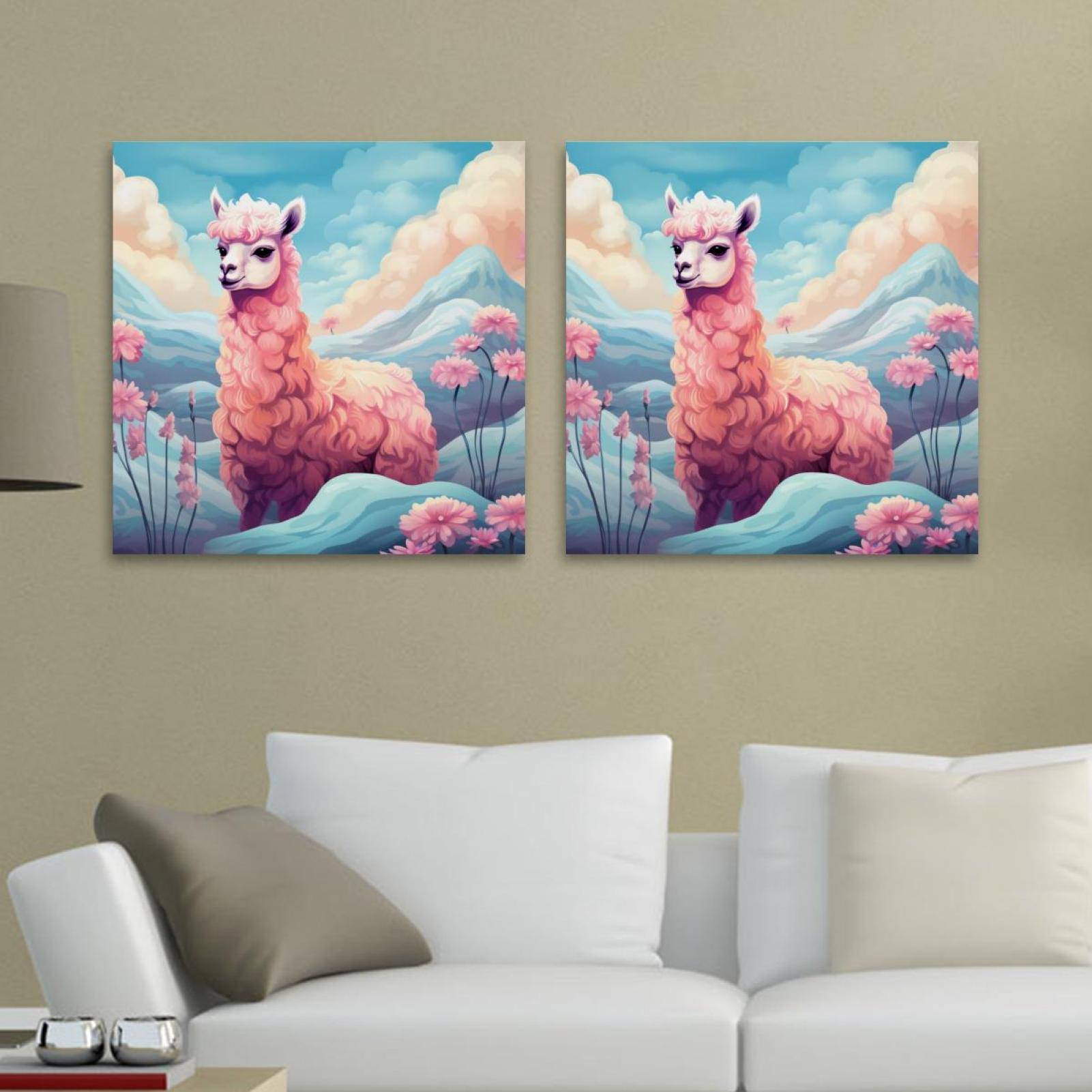 OWNSERIES Alpaca Pattern 2PC Canvas Wall Art Paintings for Living Room ...