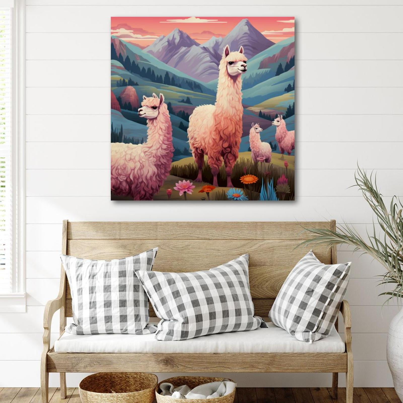 OWNSERIES Alpaca Pattern Canvas Wall Art Paintings for Living Room ...