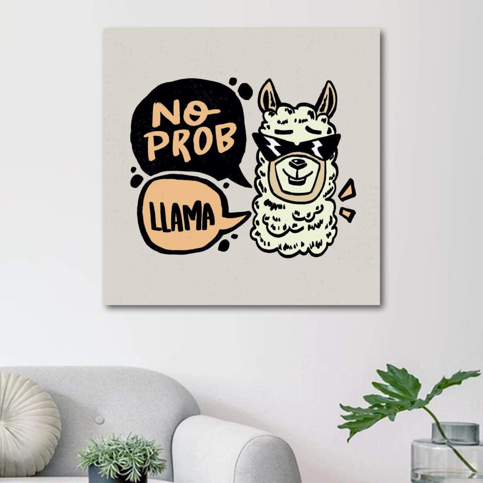 OWNSERIES Alpaca Quote No Prob Pattern Canvas Wall Art Paintings for ...