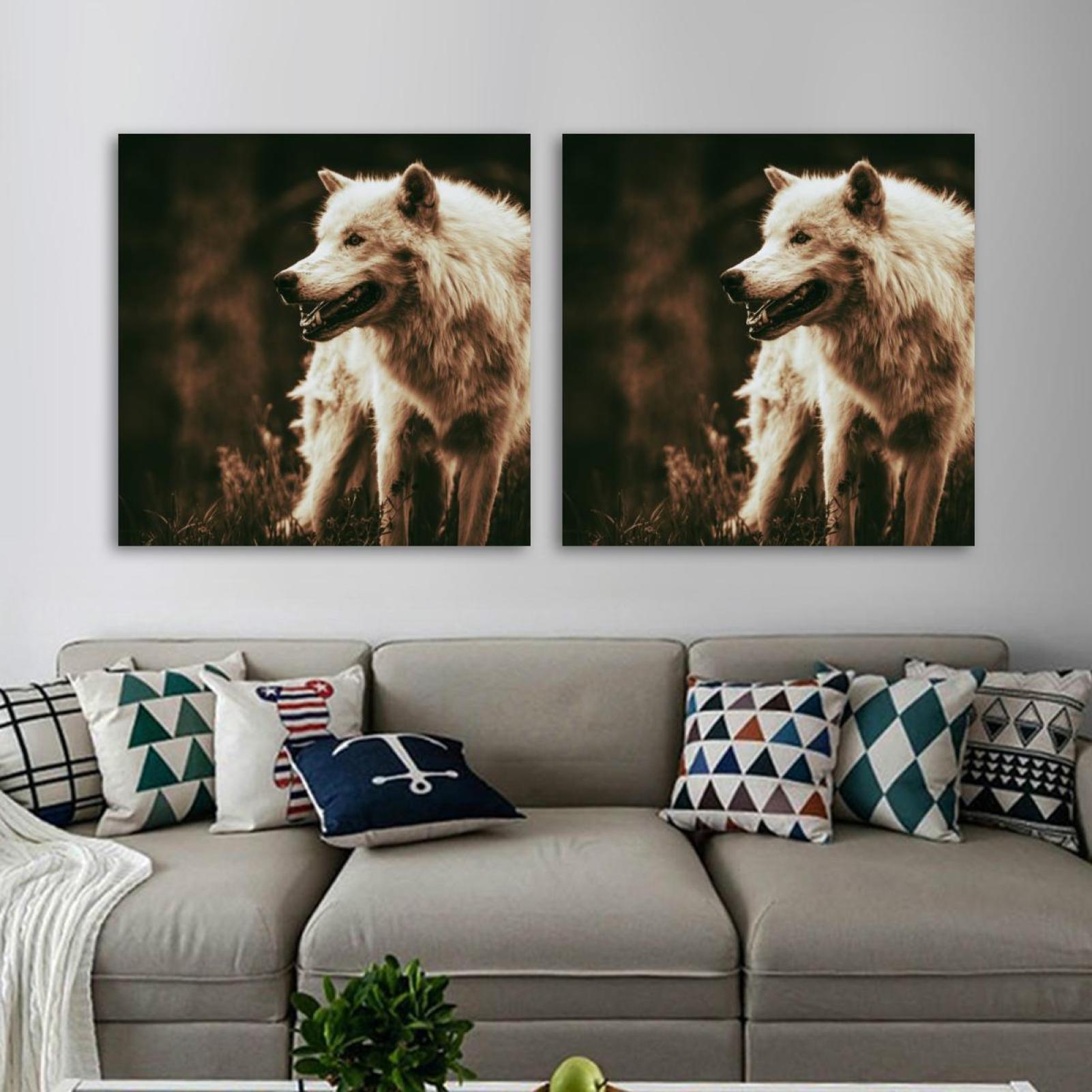 OWNSERIES Alpha Wolf Pattern 2PC Canvas Wall Art Paintings for Living ...