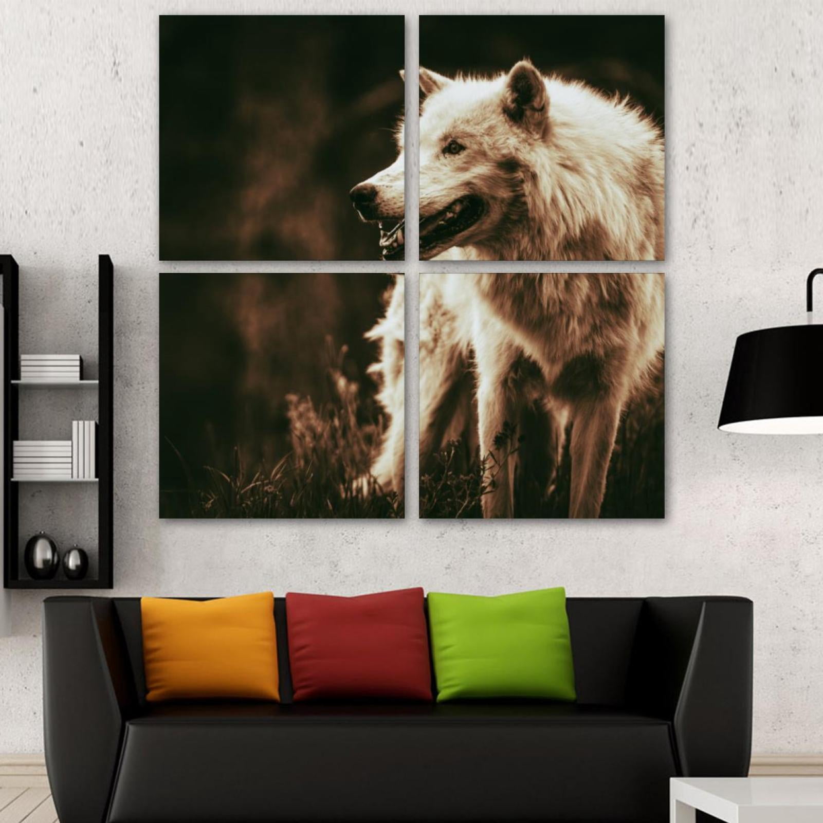 OWNSERIES Alpha Wolf Pattern 4PC Frameless Canvas Wall Art Paintings ...