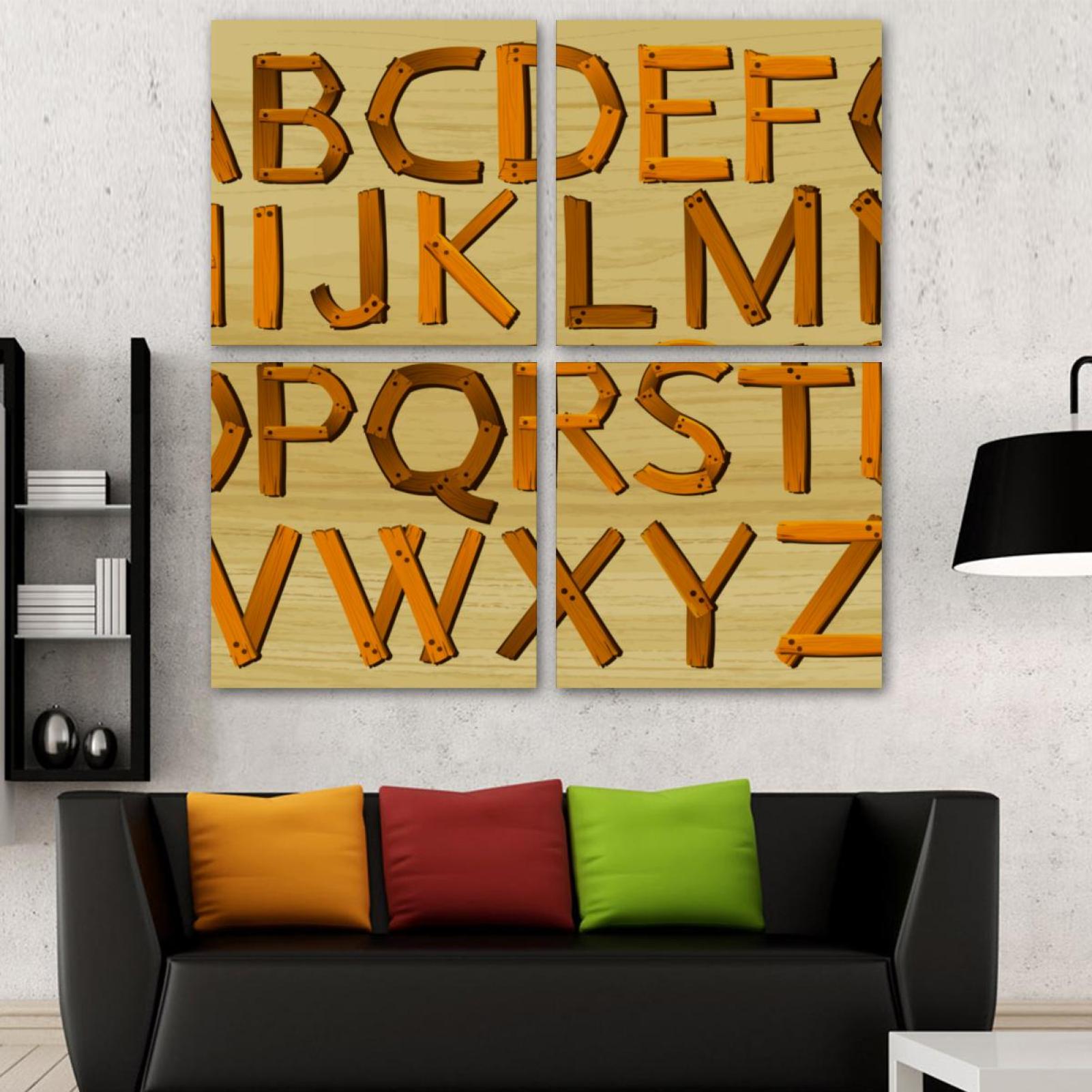 OWNSERIES Alphabet Characters From a To Z in Wooden Pattern Pattern 4PC ...