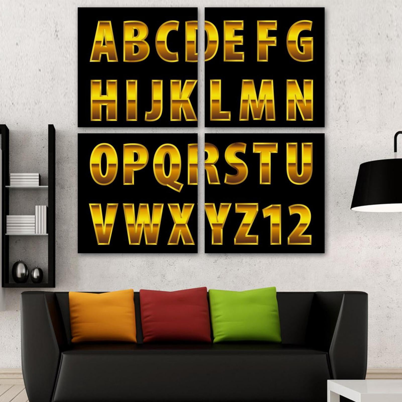 OWNSERIES Alphabet Golden Pattern 4PC Frameless Canvas Wall Art ...