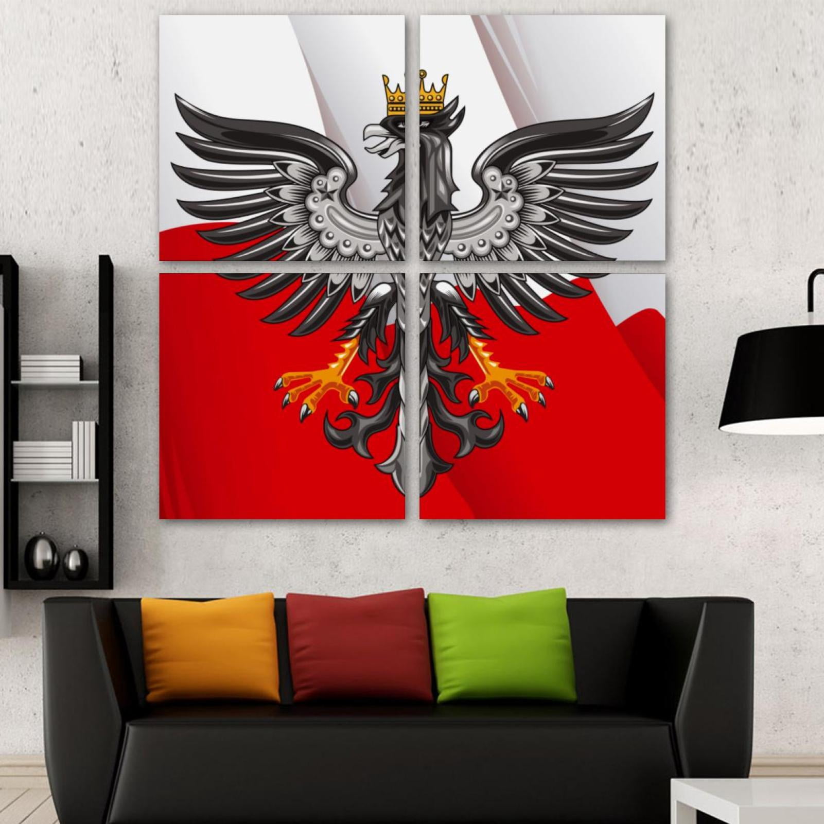 OWNSERIES Amazing Horizontal Polish Flag Pattern 4PC Frameless Canvas ...