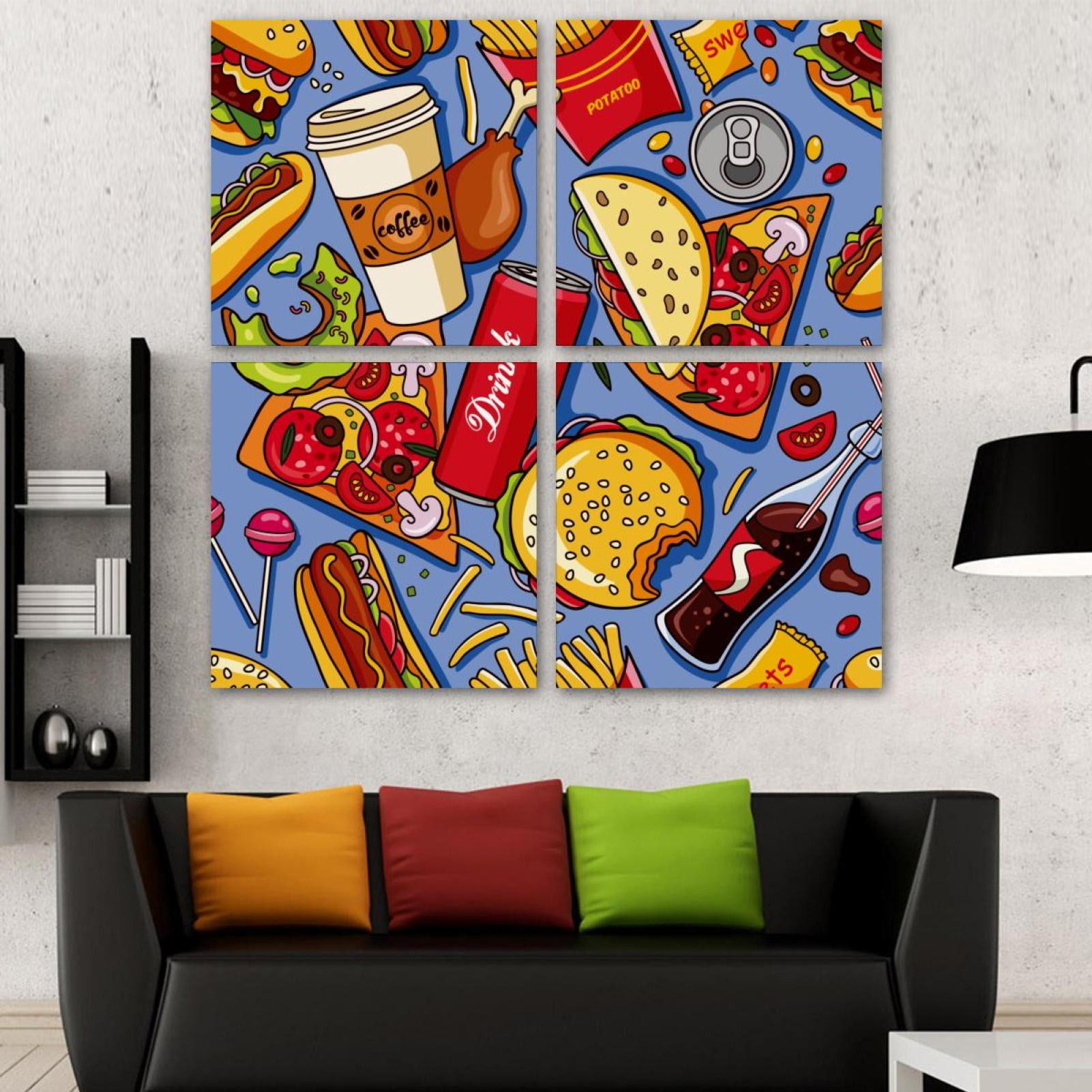 OWNSERIES American Delicious Fat Food Pattern Pattern 4PC Frameless ...