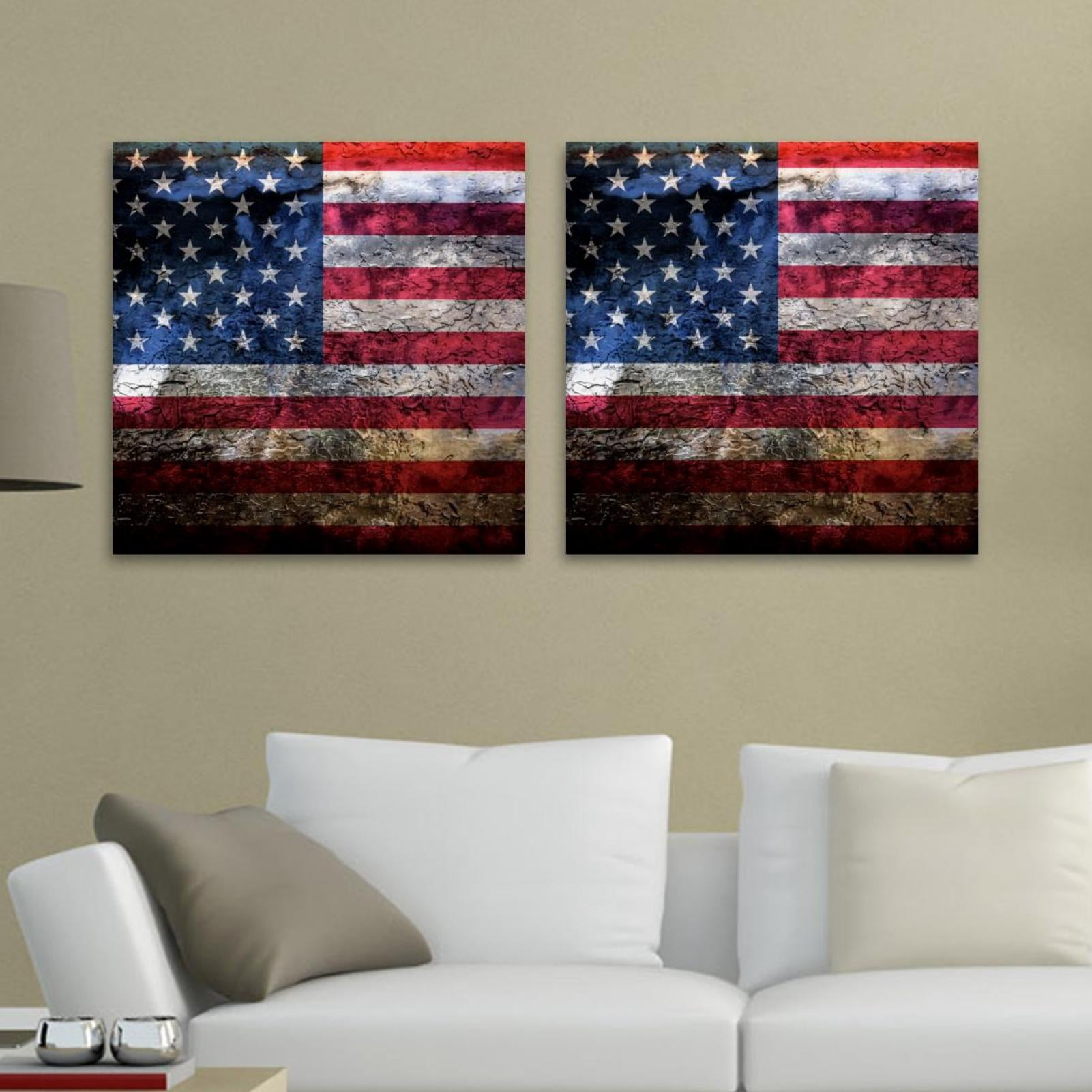 OWNSERIES American Flag Pattern 2PC Canvas Wall Art Paintings for ...