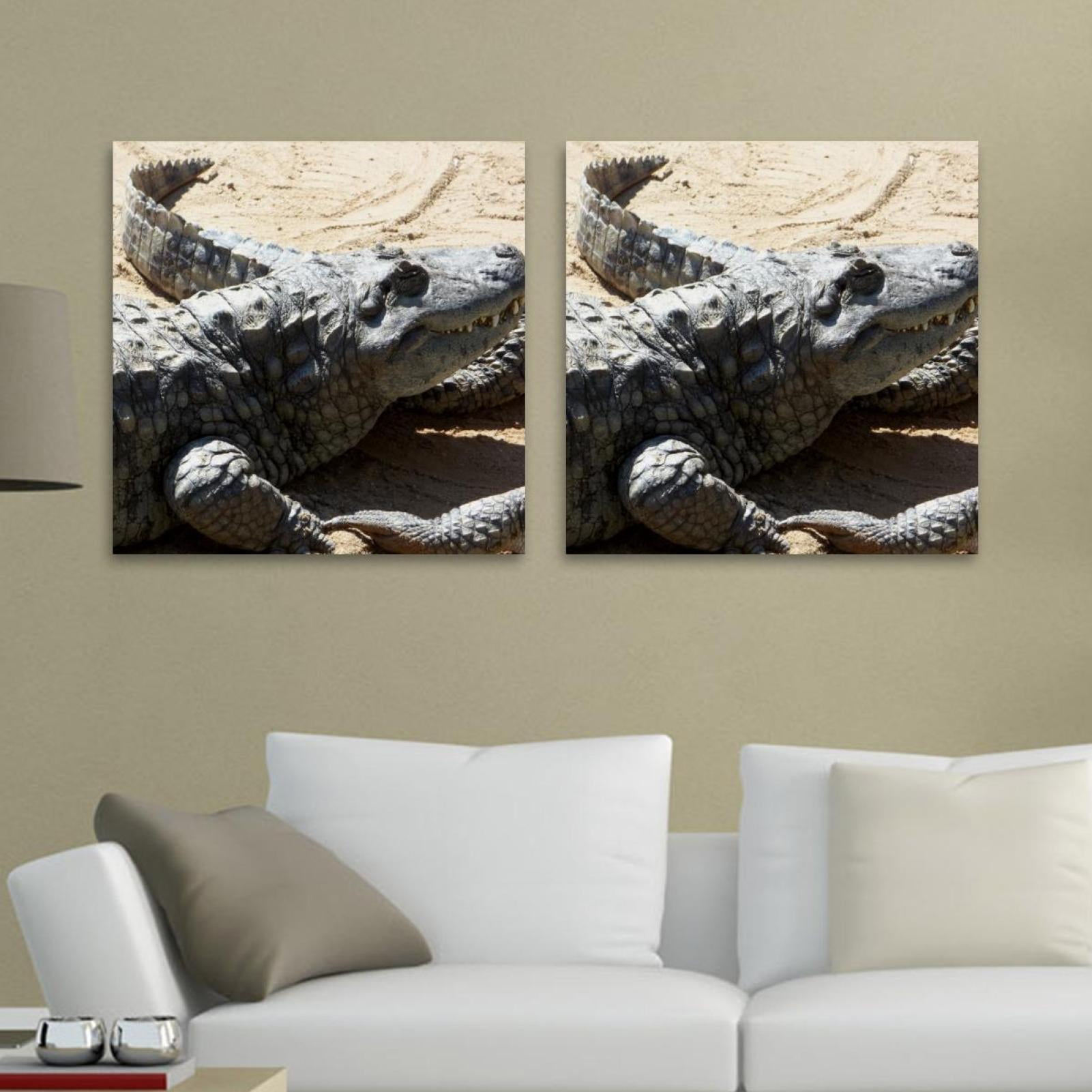 OWNSERIES Aniaml Crocodile Alligator Pattern 2PC Canvas Wall Art Paintings for Living Room ...