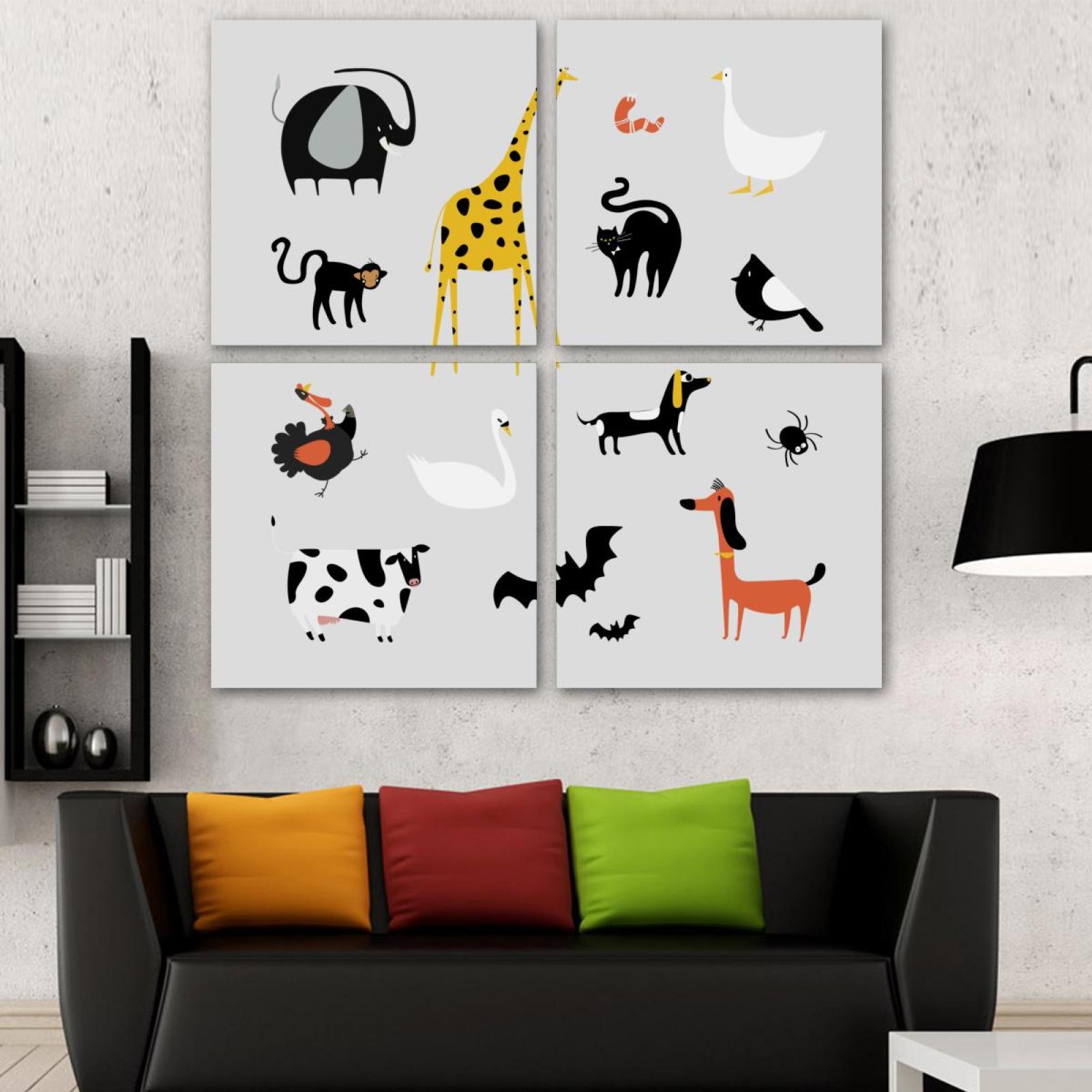 OWNSERIES Animal Pattern 4PC Frameless Canvas Wall Art Paintings for ...