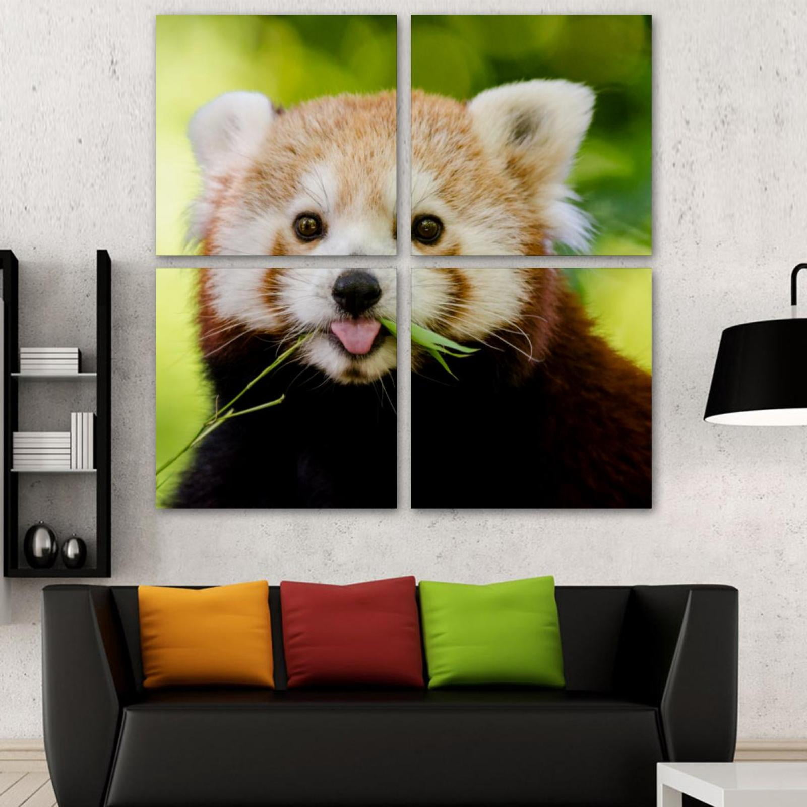 OWNSERIES Animal Red Panda Pattern 4PC Frameless Canvas Wall Art ...