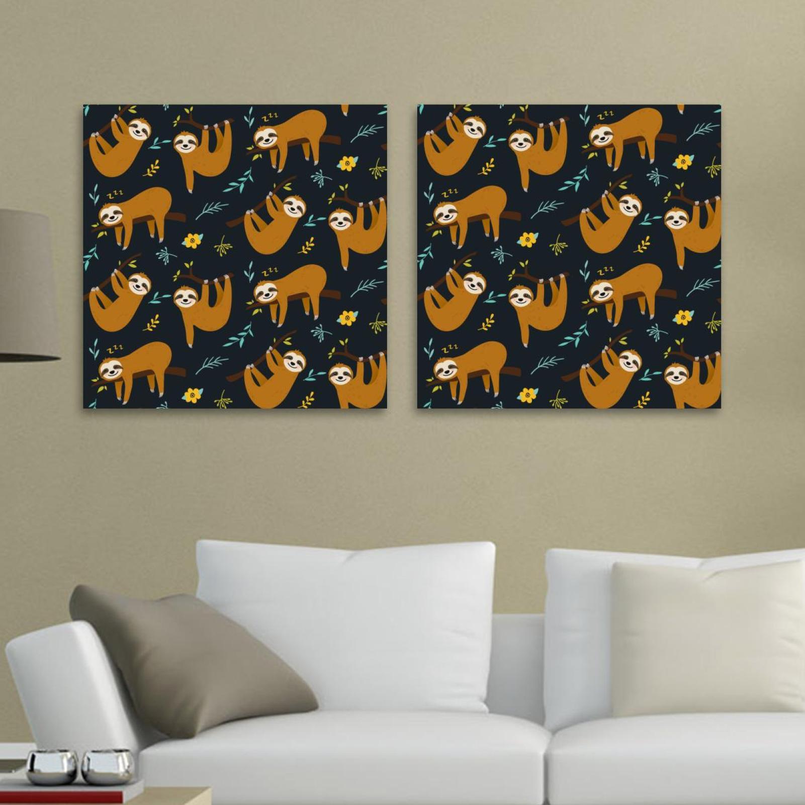 OWNSERIES Animal Sloth Pattern 2PC Canvas Wall Art Paintings for Living ...