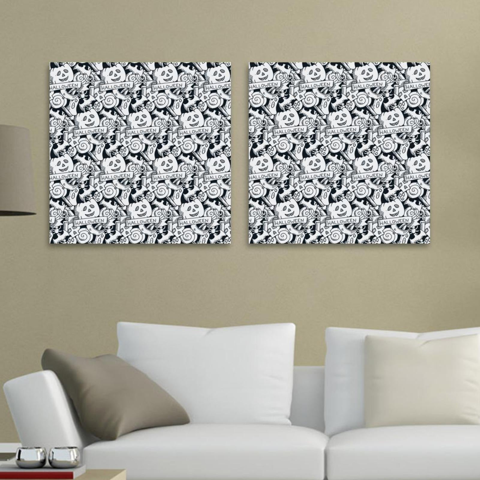 OWNSERIES Anime Halloween Black & White Pattern 1-01 Pattern 2PC Canvas ...