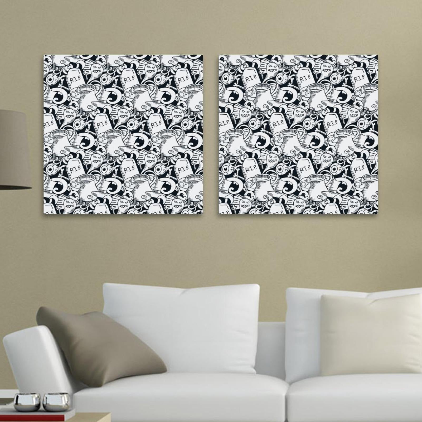 OWNSERIES Anime Halloween Black & White Pattern 2-01 Pattern 2PC Canvas ...