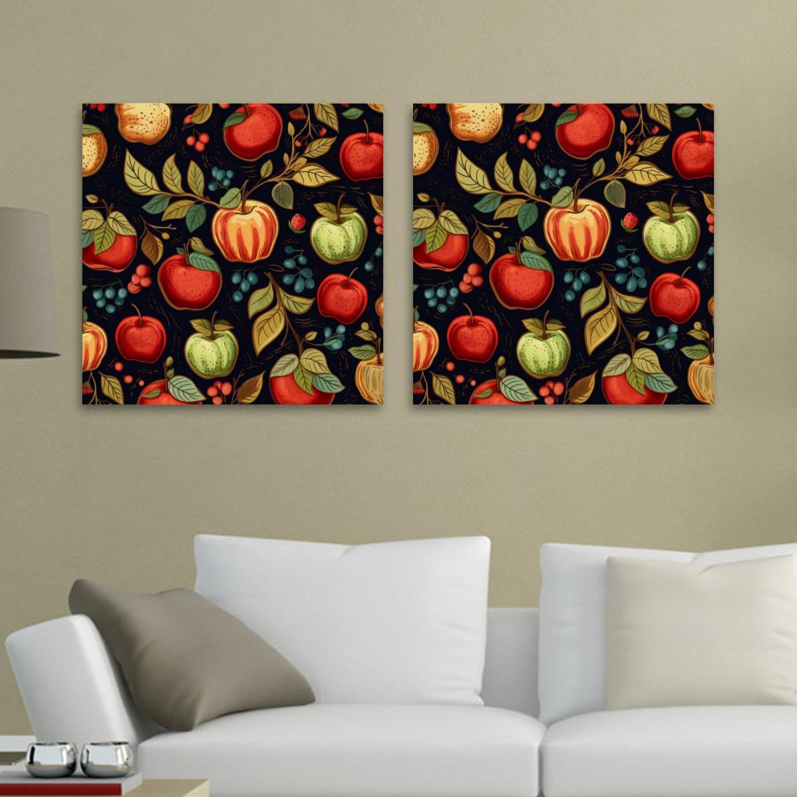 OWNSERIES Apple Pattern 2PC Canvas Wall Art Paintings for Living Room ...