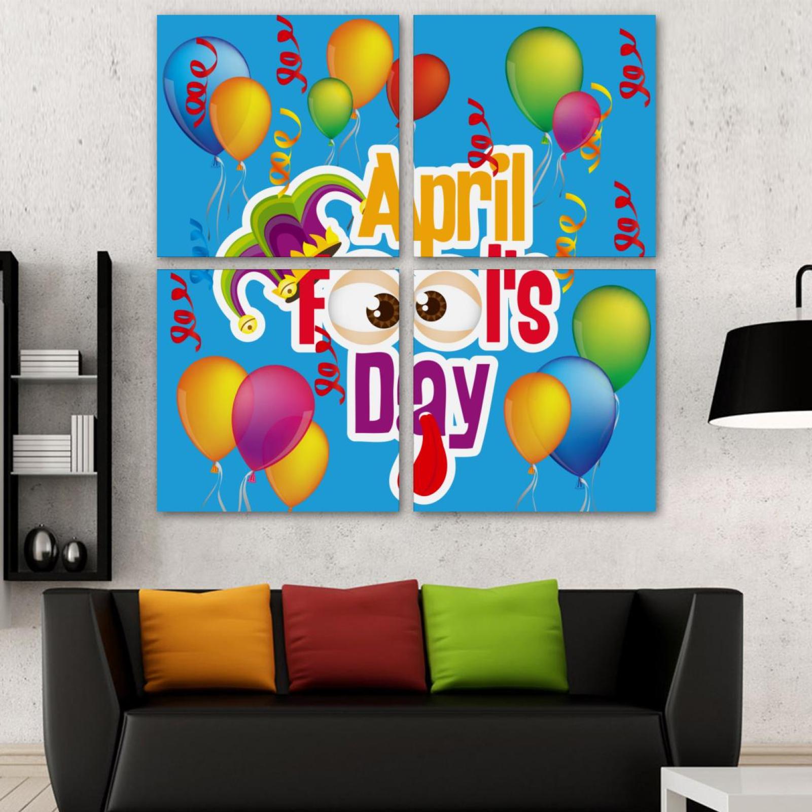 OWNSERIES April Fools Day Pattern 4PC Frameless Canvas Wall Art ...