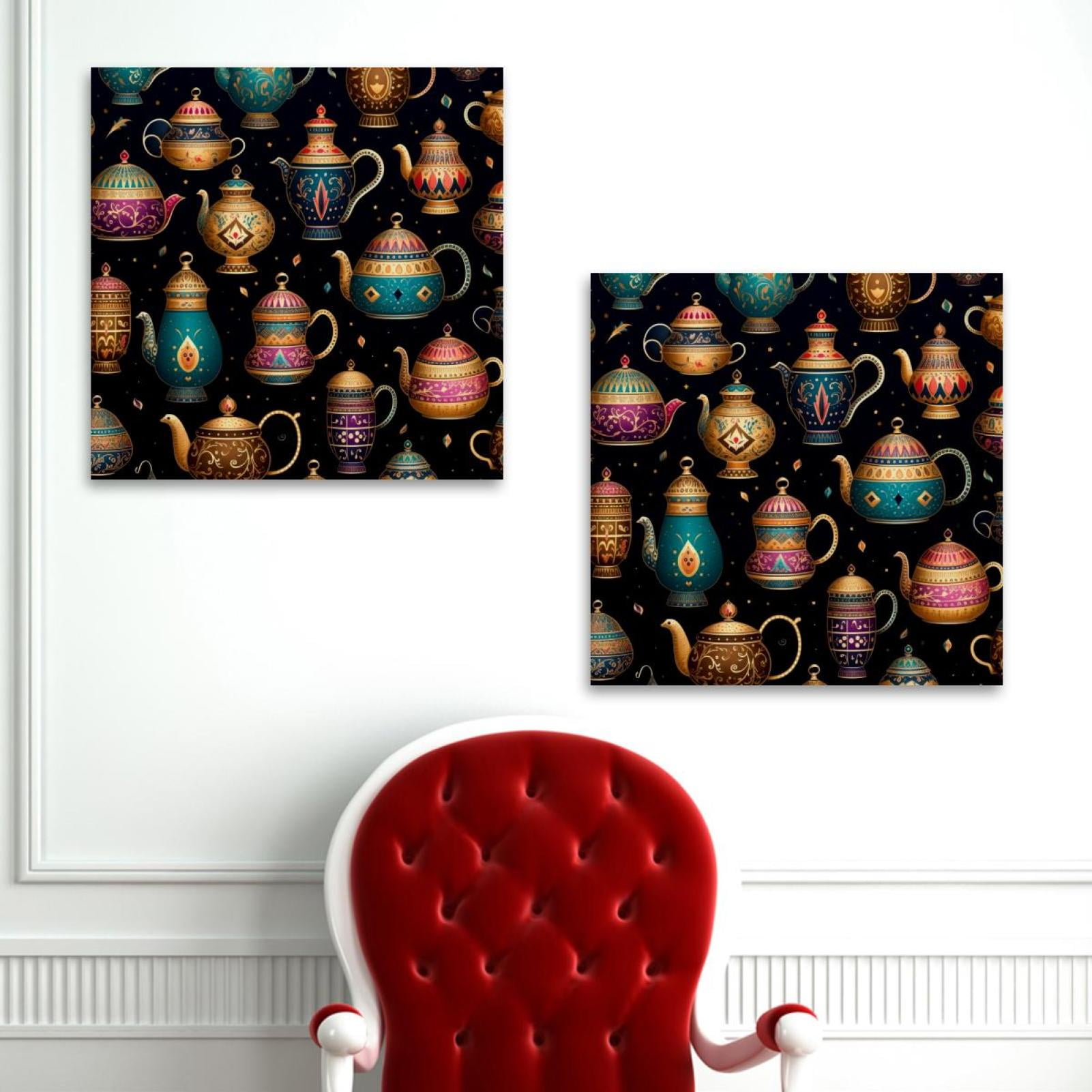 OWNSERIES Arabic Teapot Pattern 2PC Canvas Wall Art Paintings for ...
