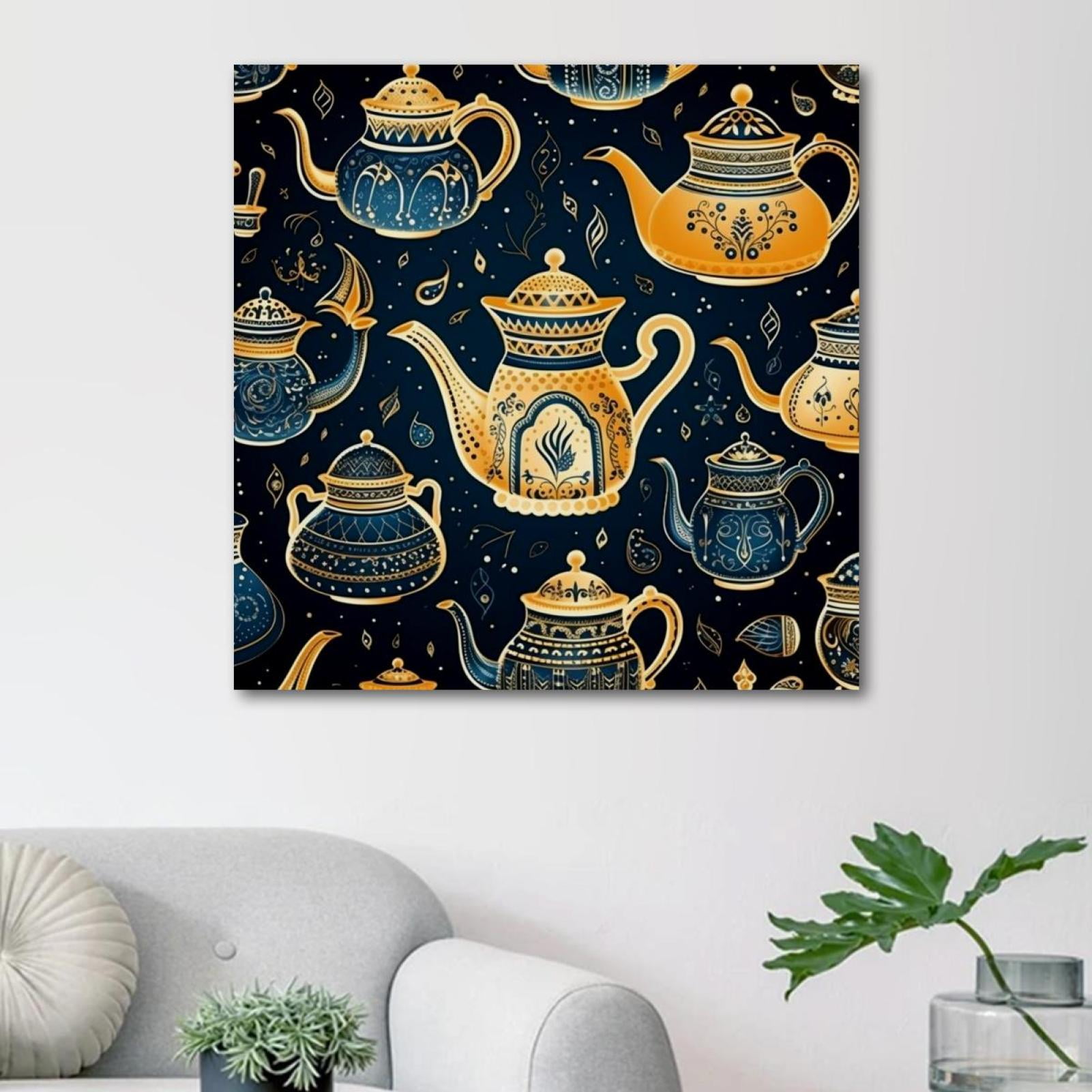 OWNSERIES Arabic Teapot Pattern Canvas Wall Art Paintings for Living ...