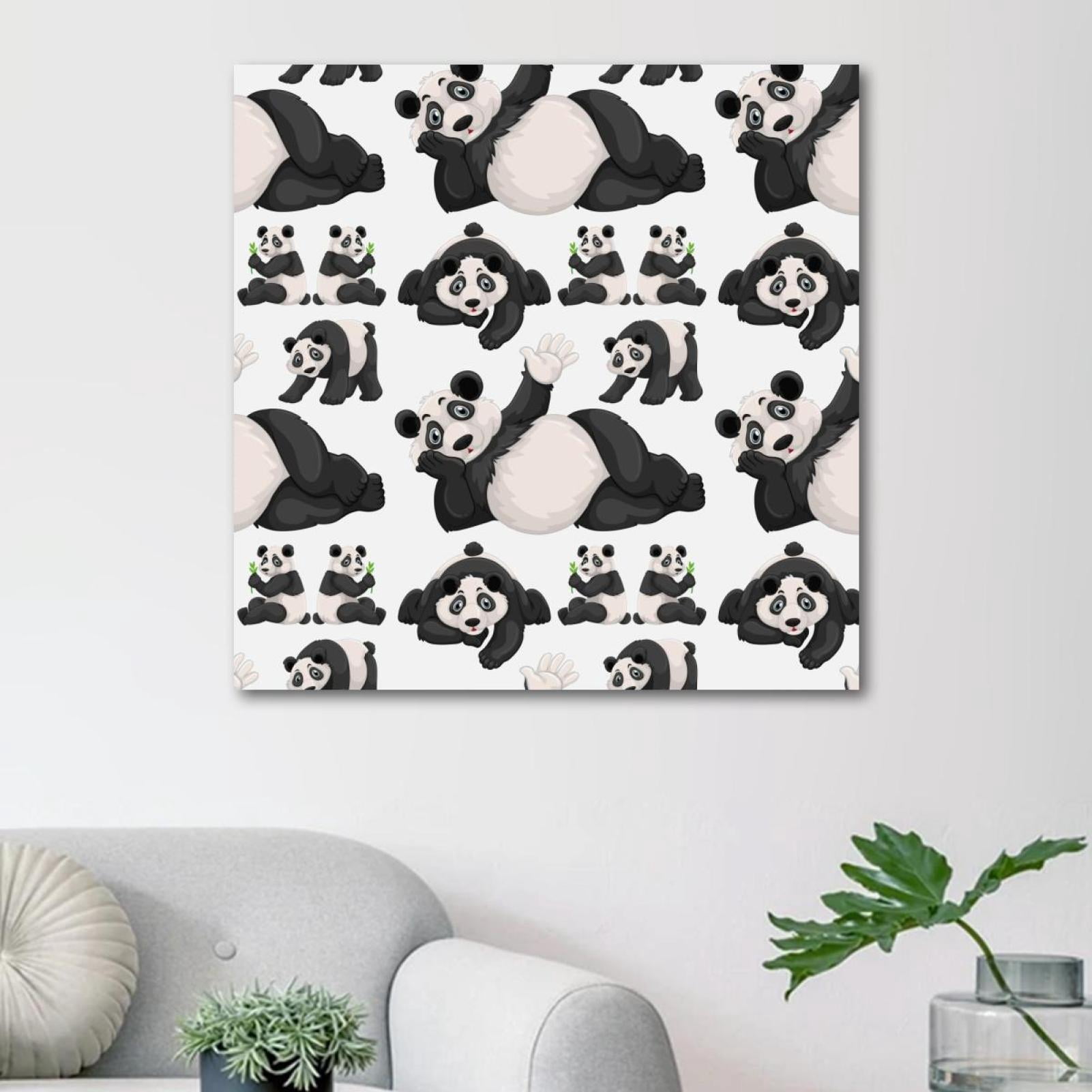 OWNSERIES Background with Cute Panda Pattern Canvas Wall Art Paintings ...